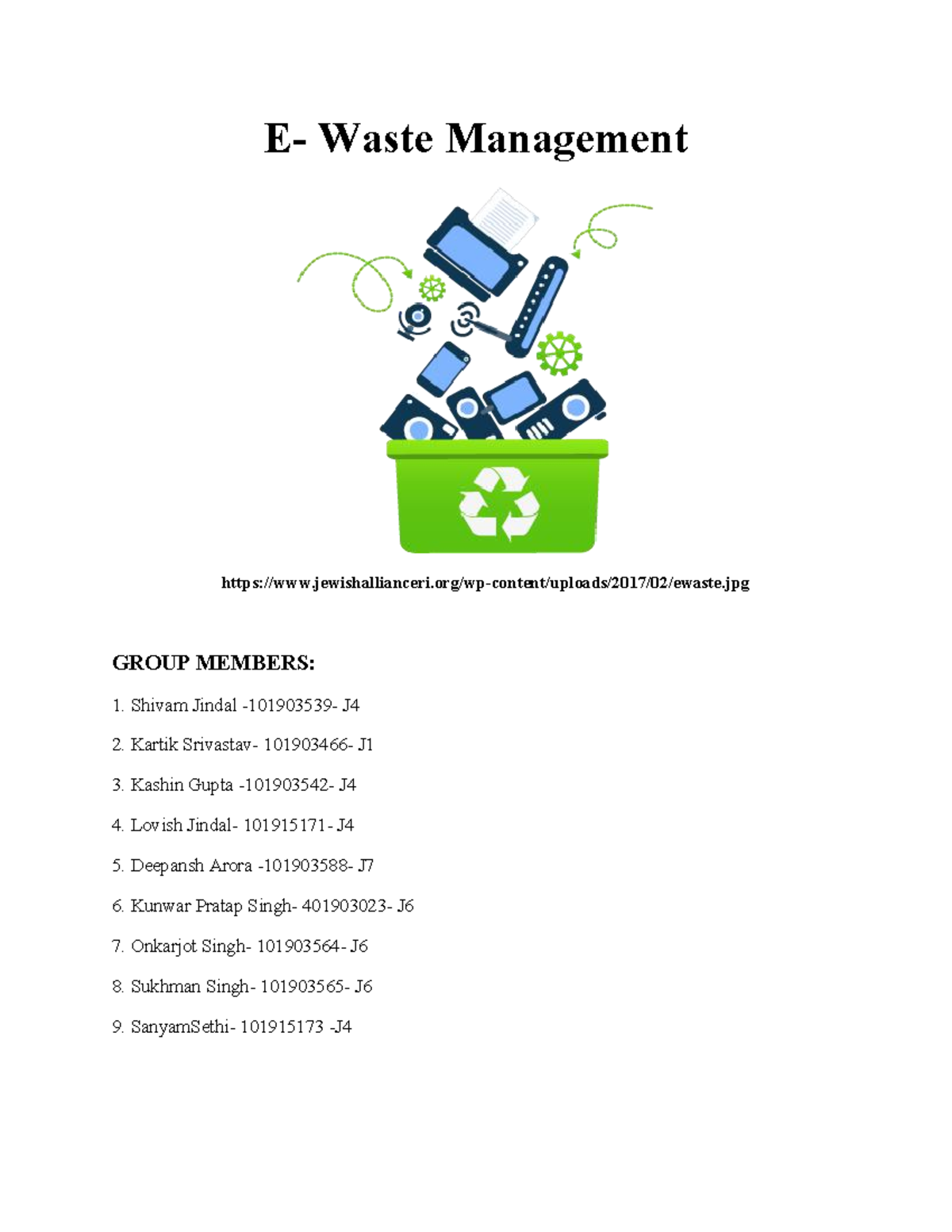 E waste Management Final Report Group 1 E Waste Management Studocu