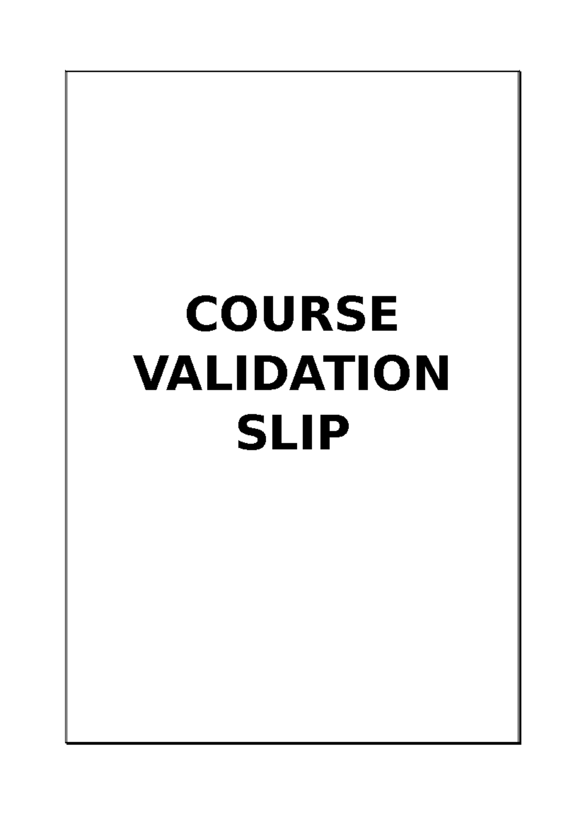 Course Validation SLIP sem 3 - Introduction to exercise physiology - COURSE VALIDATION SLIP ...