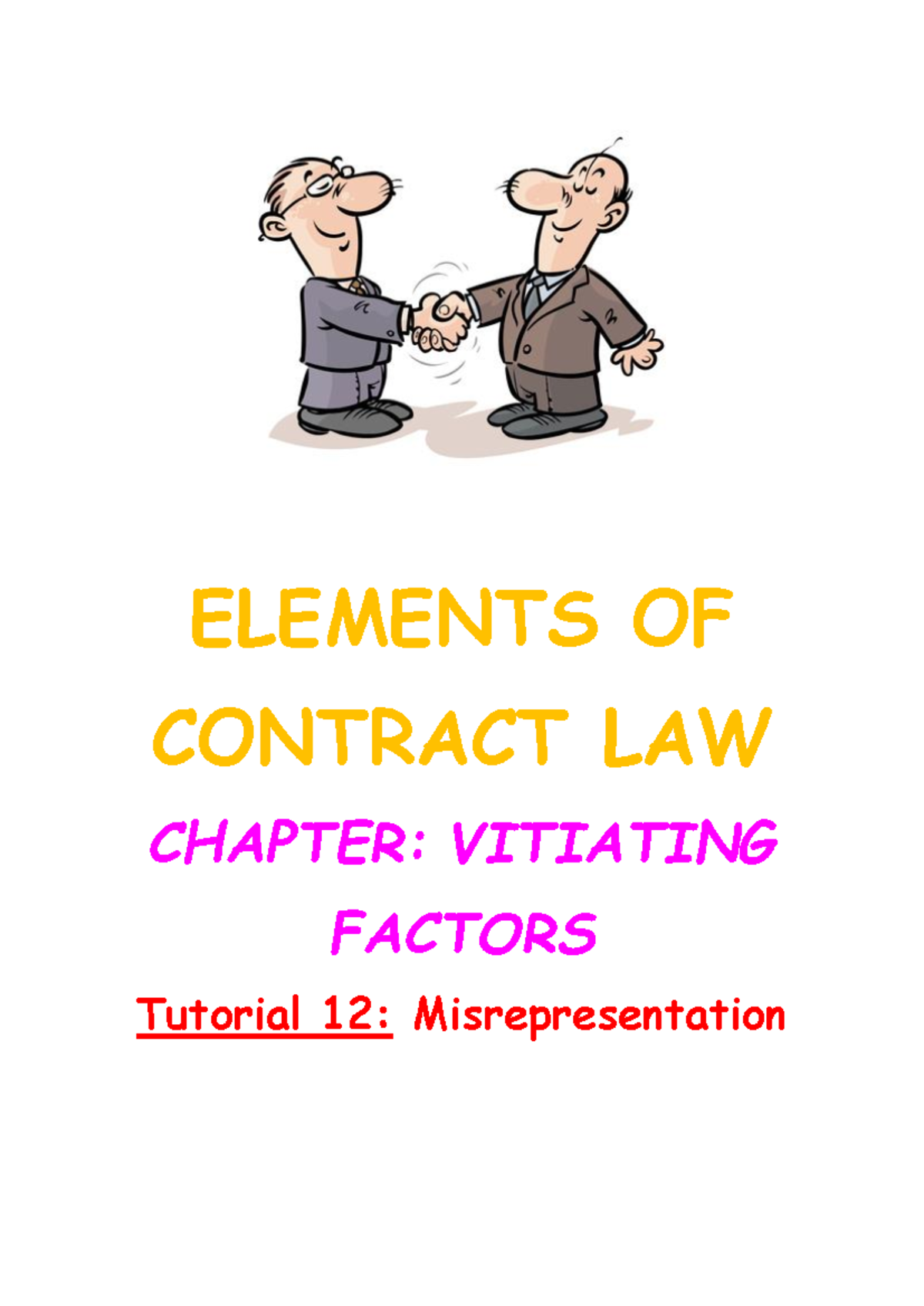 Tutorial 12 September Intake 2021 2022 - ELEMENTS OF CONTRACT LAW ...