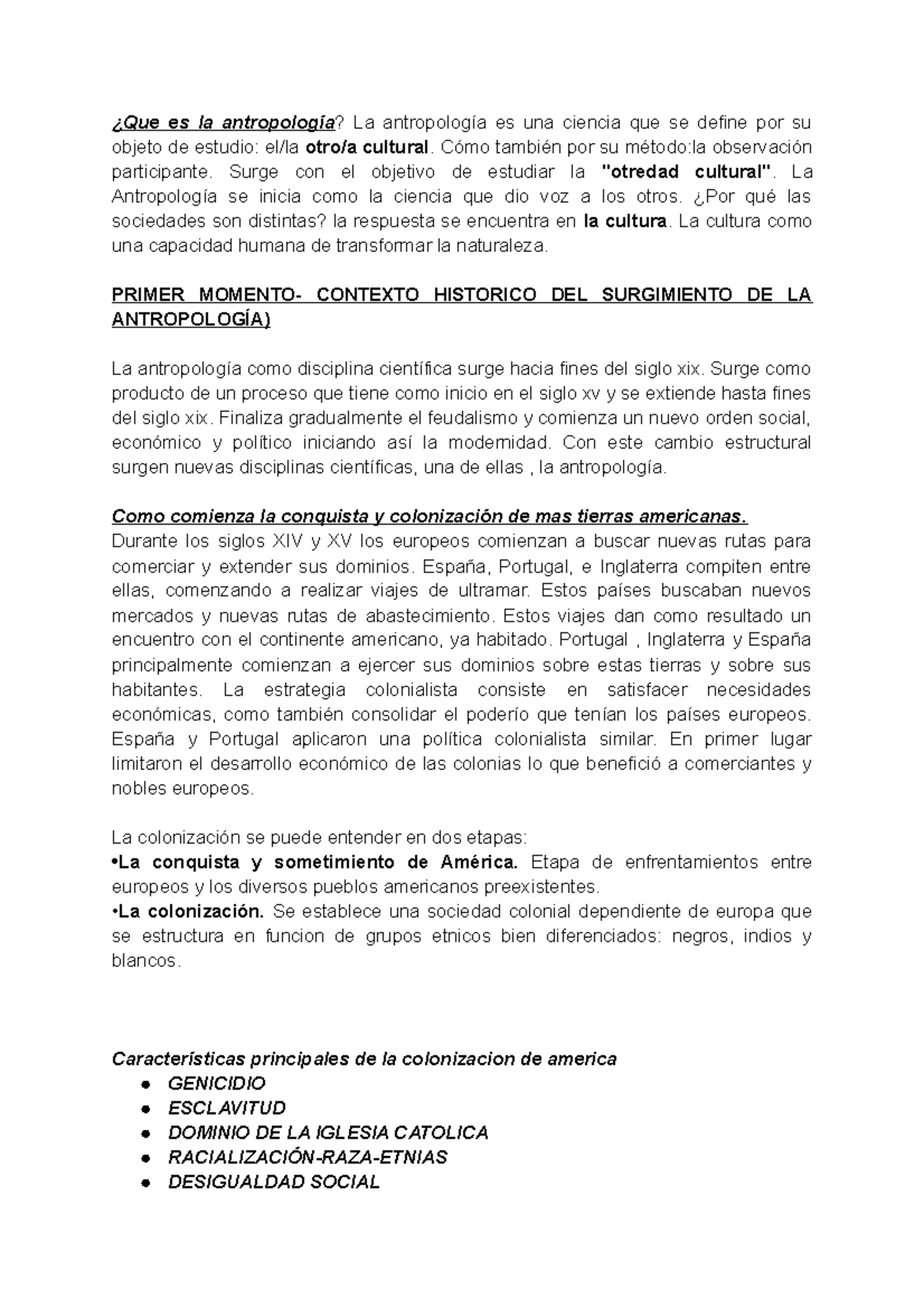 Parcial antro resumen - ¿Que es la antropología? La antropología es una ...