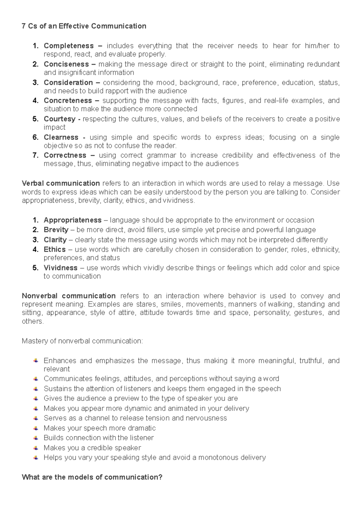 7 Cs of an Effective Communication and Models of Communication - 7 Cs ...