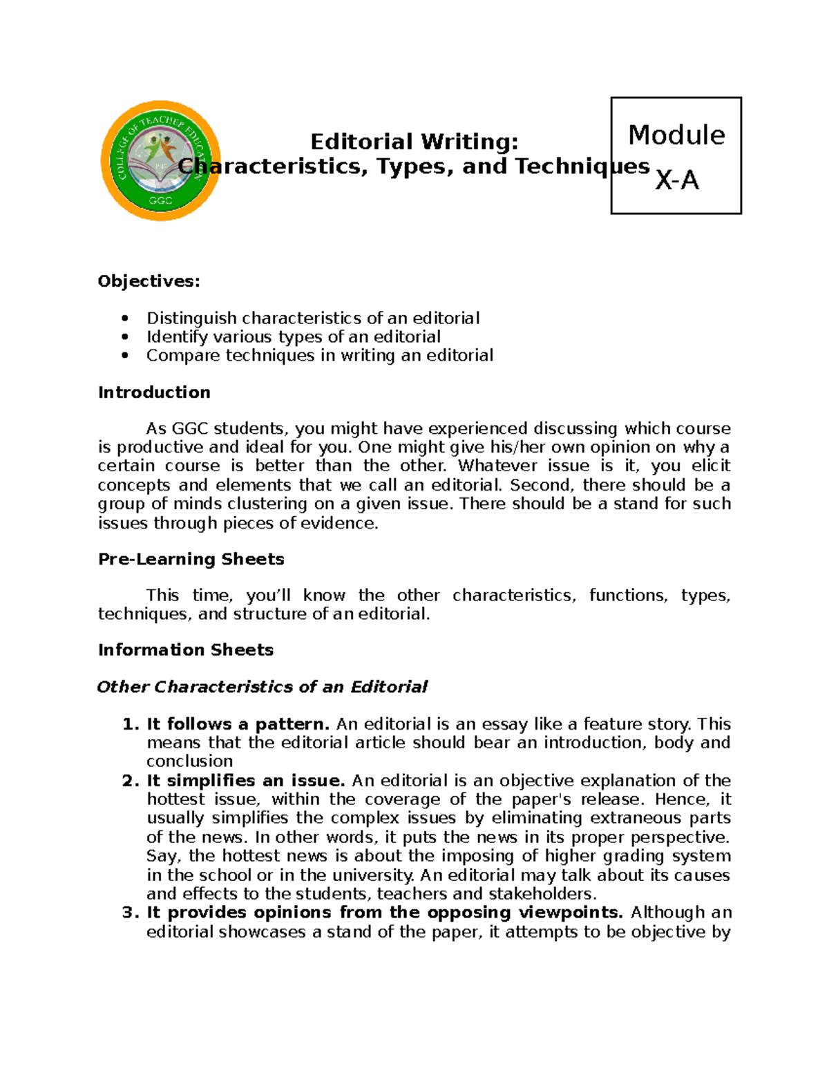 Module-X - This is a module comprising important topics and key ...