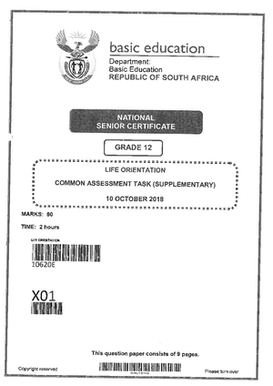 2020 Gr 12 LO CAT prep pack - Grade 12 Life Orientation CAT Preparation ...