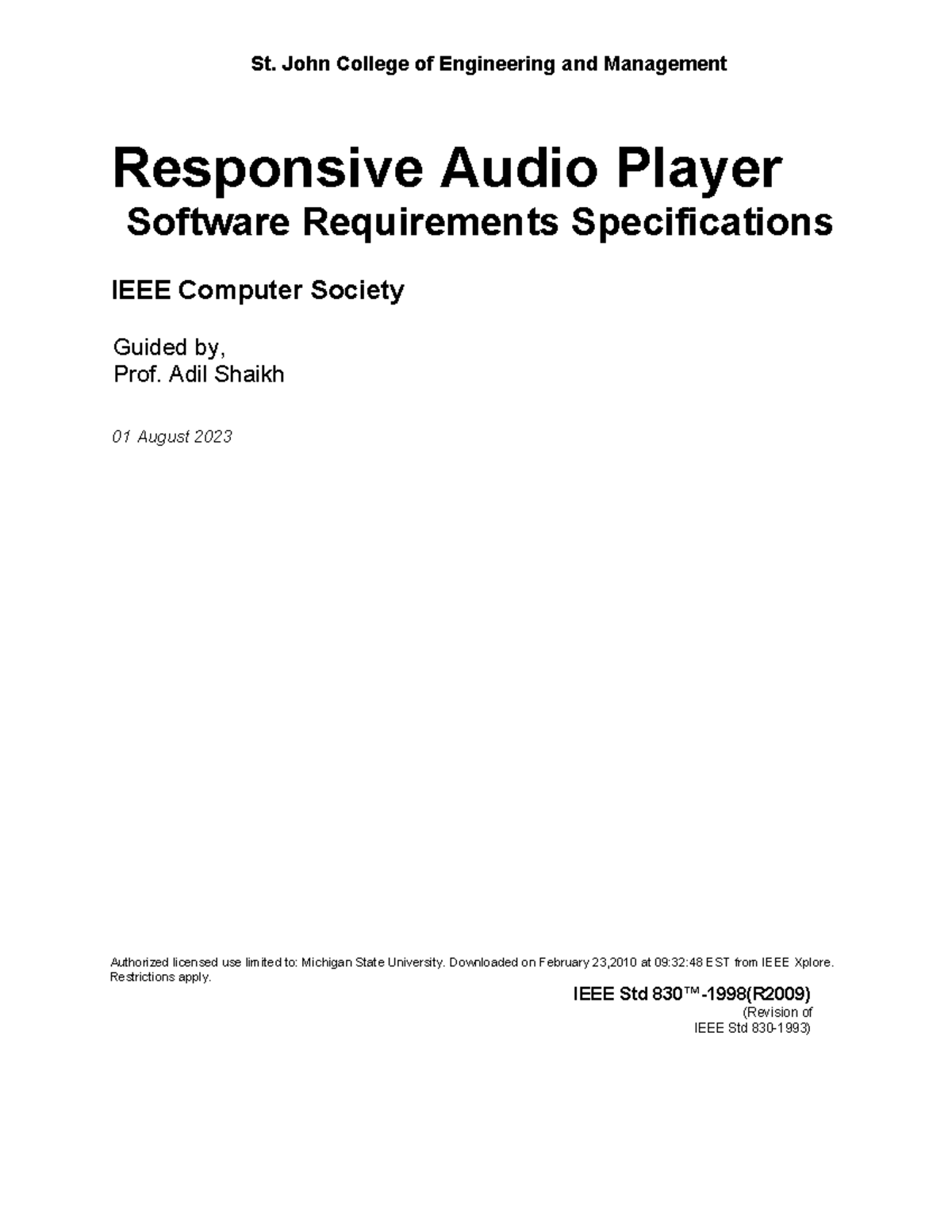 SRS new - SRS project document - St. John College of Engineering and ...