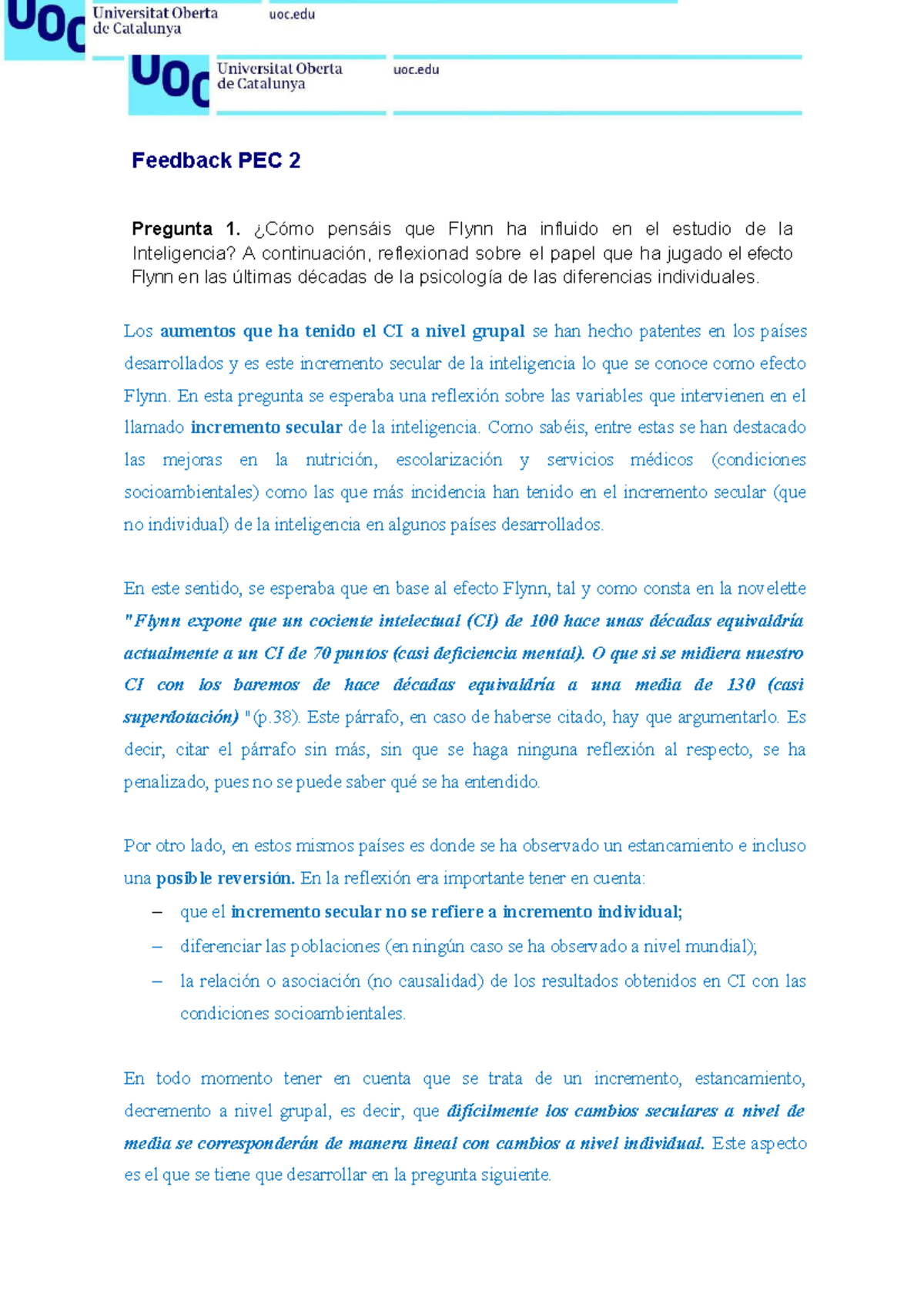 Feedback Trabajo Dif 20222 - Feedback PEC 2 Pregunta 1. ¿Cómo pensáis que Flynn ha influido en ...
