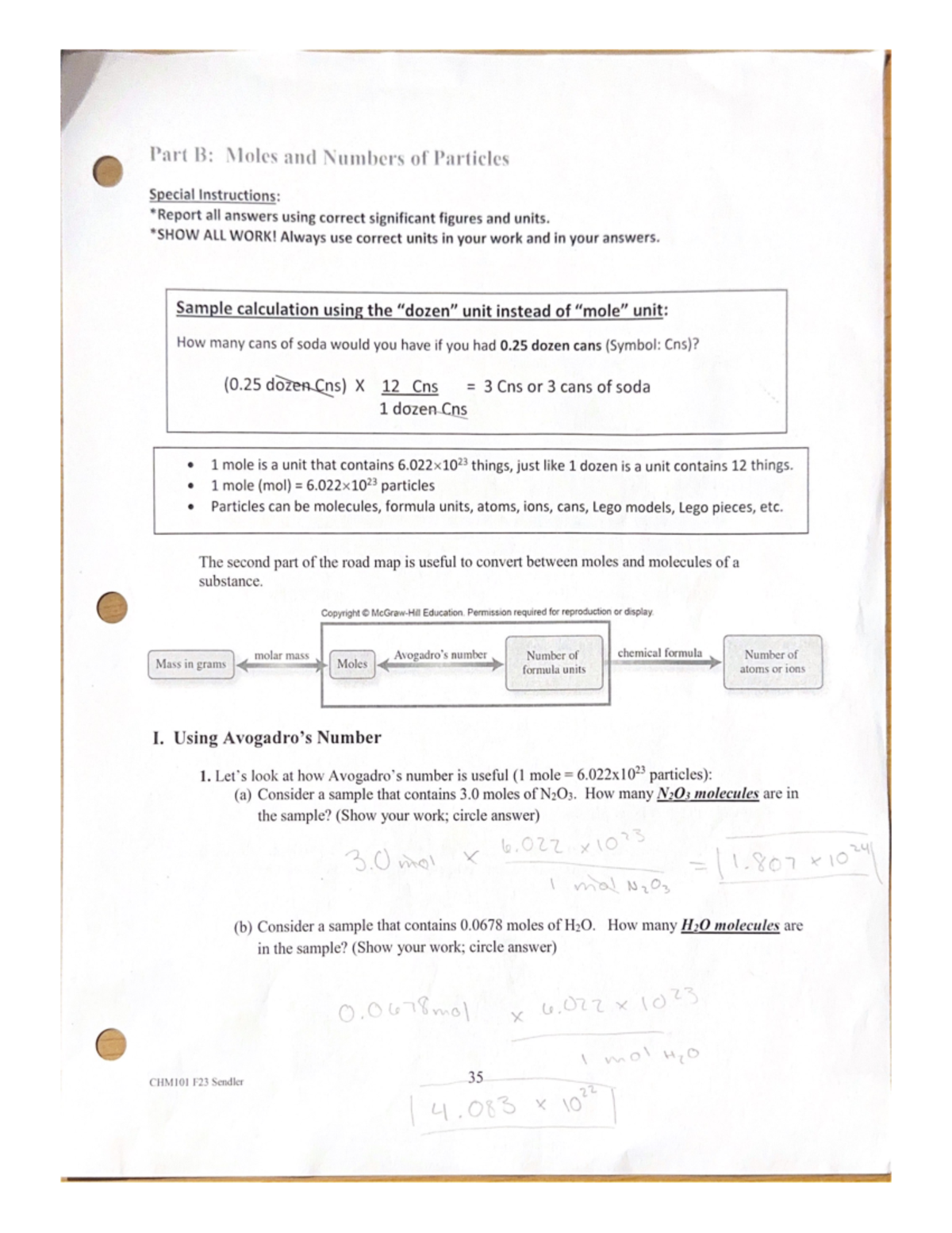 Part B: Moles and Numbers of Particles - CHM 101 - Studocu