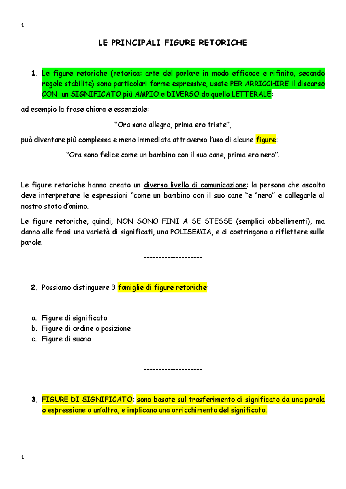 Scheda Figure Retoriche - LE PRINCIPALI FIGURE RETORICHE Le figure ...