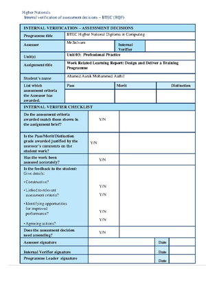 Professional practice assignment - Higher Nationals Internal ...