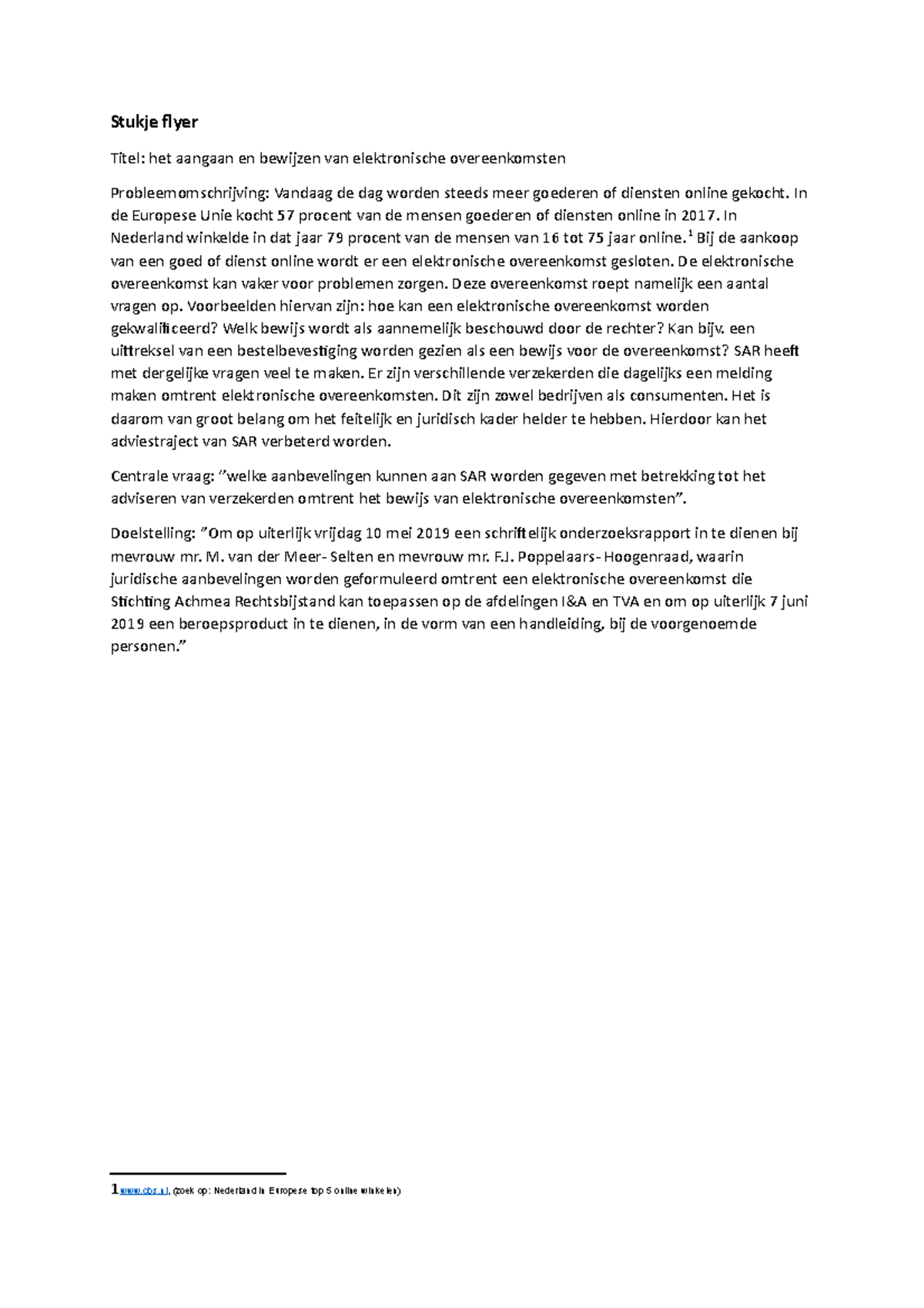 Stukje flyer - Stukje flyer Titel: het aangaan en bewijzen van ...