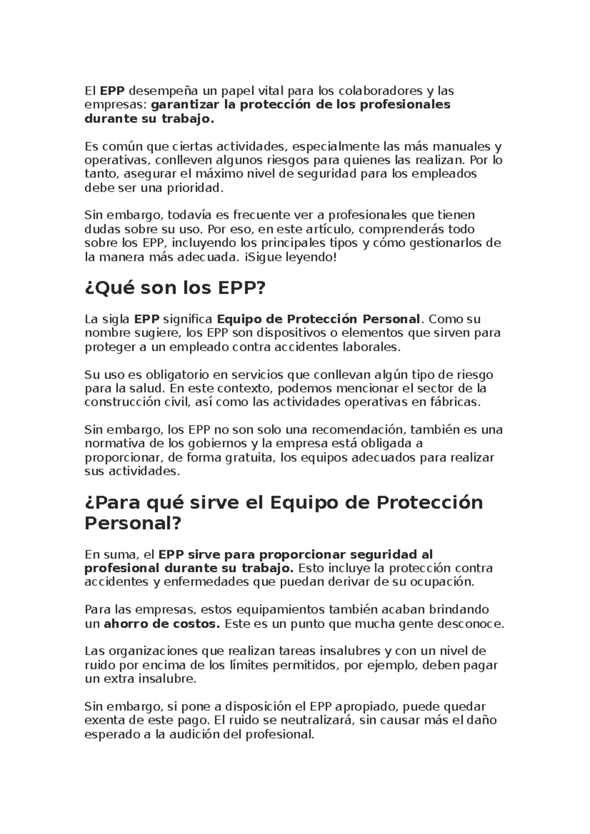 EPPS - IMPORTANCIA DE EPPS - El EPP desempeña un papel vital para los ...