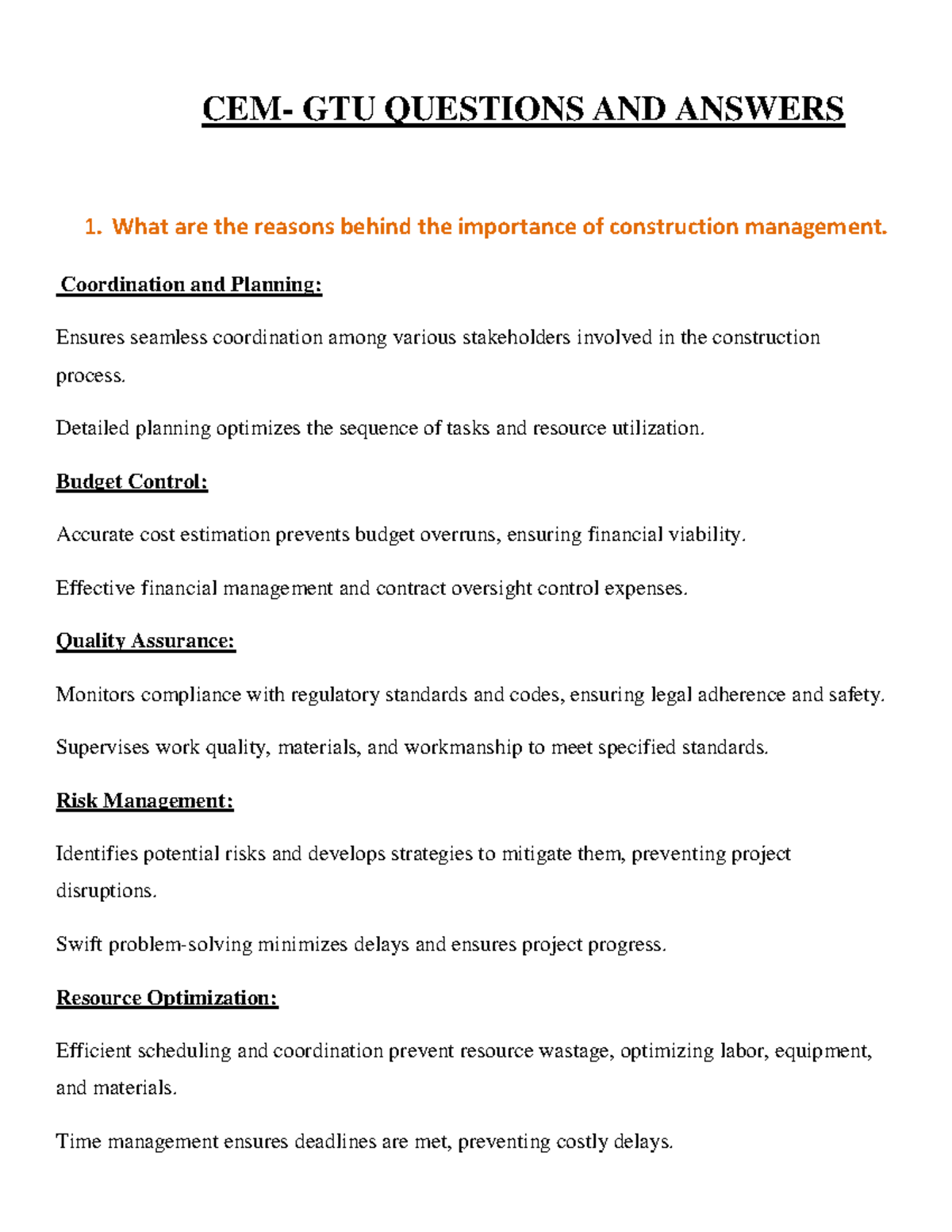 IMP QNS Theory - GTU IMPORTANT QUESTIONS WITH ANSWERS OF CEM - CEM- GTU QUESTIONS AND ANSWERS 1 ...