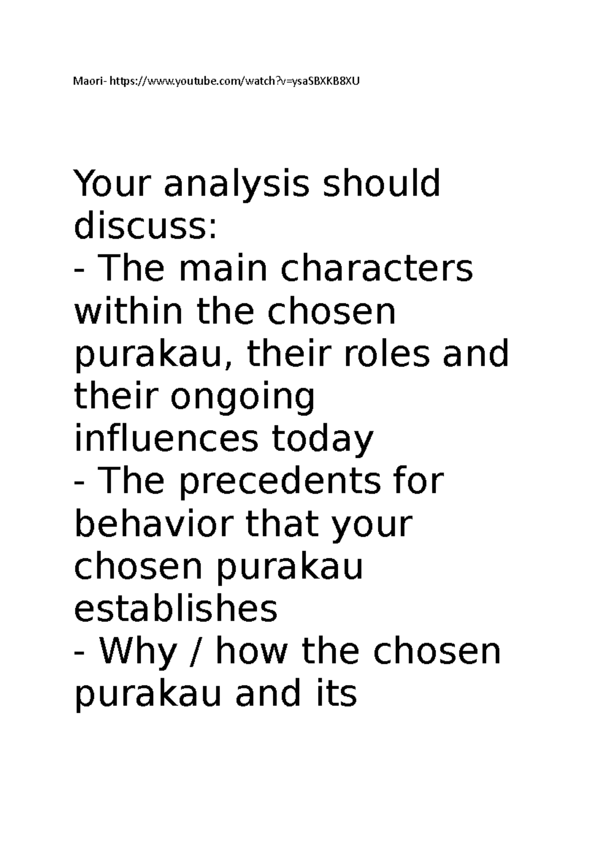 Purakau- semester 2 - Maori- youtube/watch?v=ysaSBXKB8XU Your analysis ...