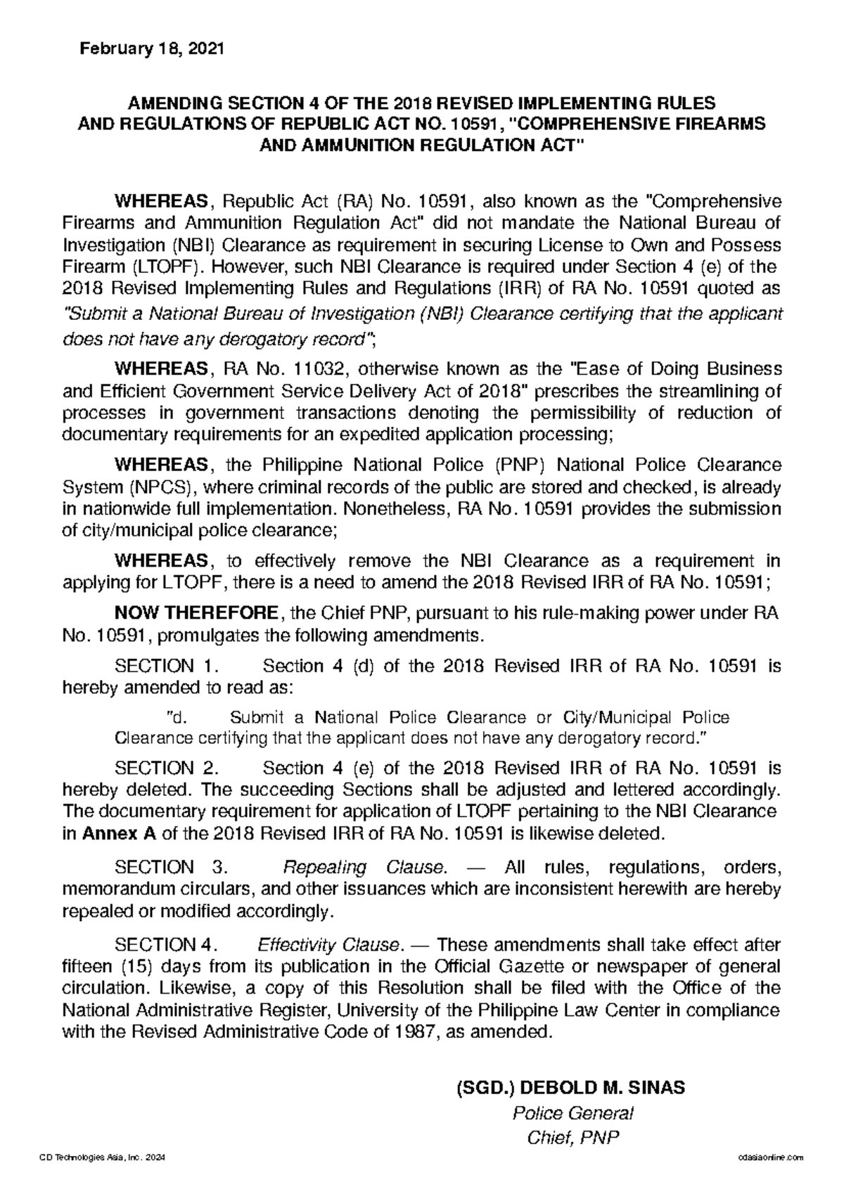 Amending Section 4 of the 2018 Revised Implementing Rules and Regulations of Republic Act No ...