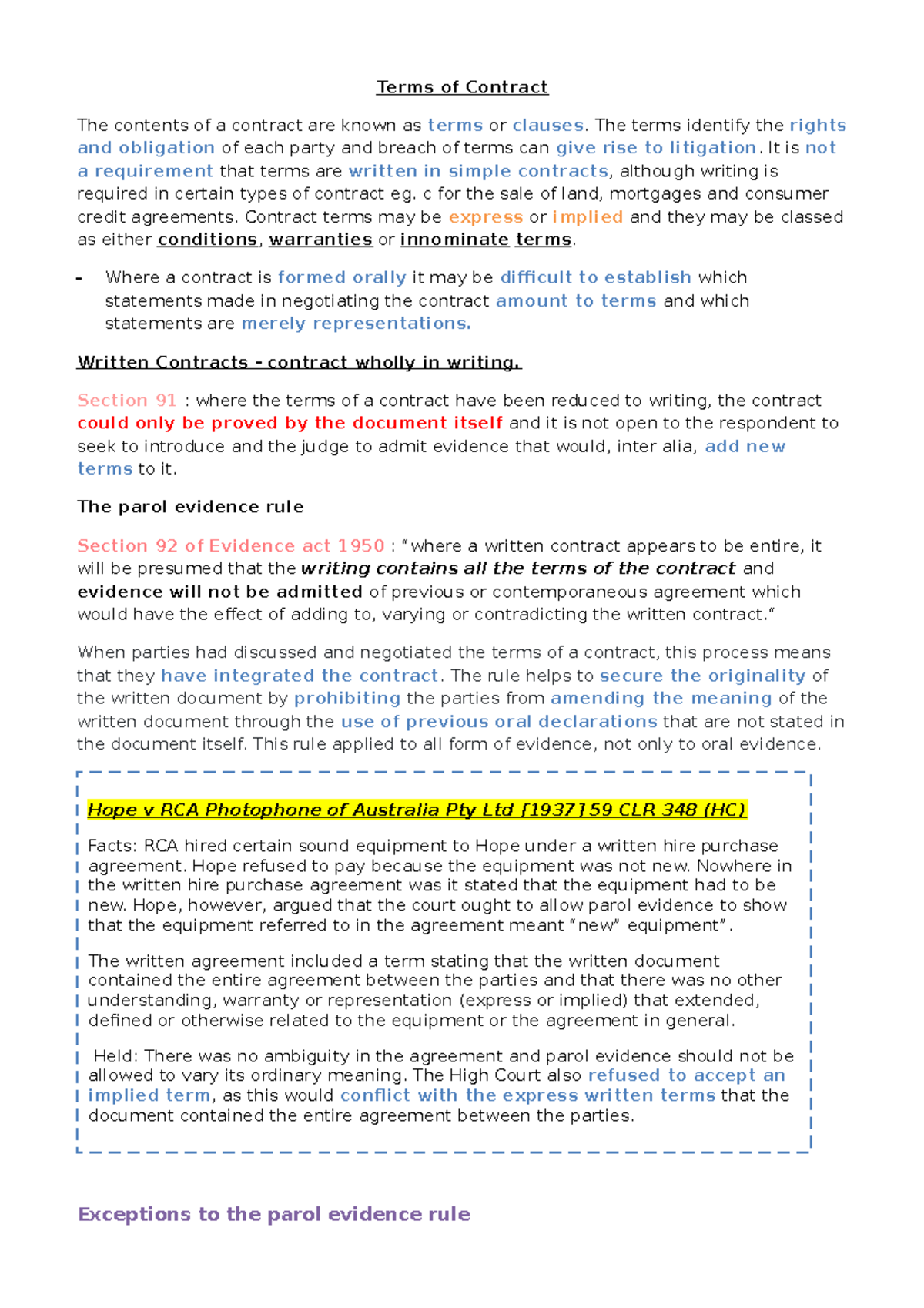 5 Terms of Contract (print) - Terms of Contract The contents of a ...