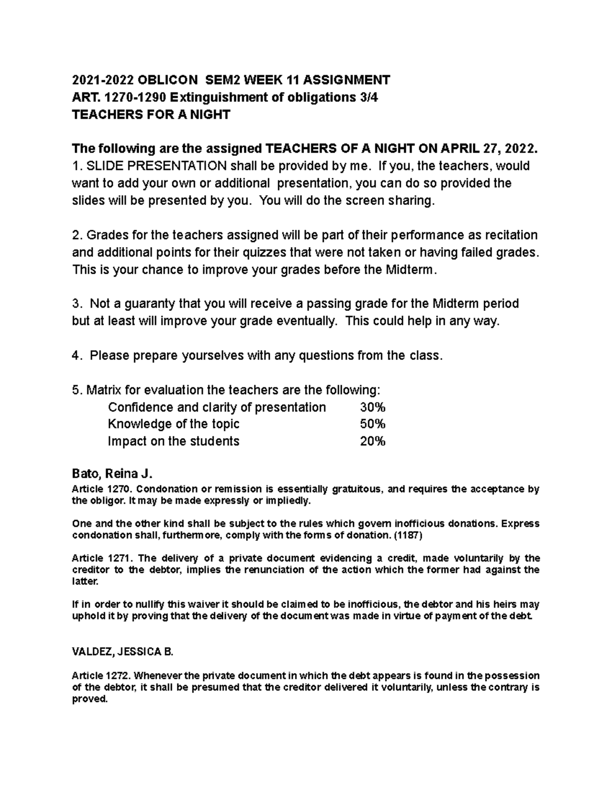 Oblicon notes week 11 - 2021-2022 OBLICON SEM2 WEEK 11 ASSIGNMENT ART ...