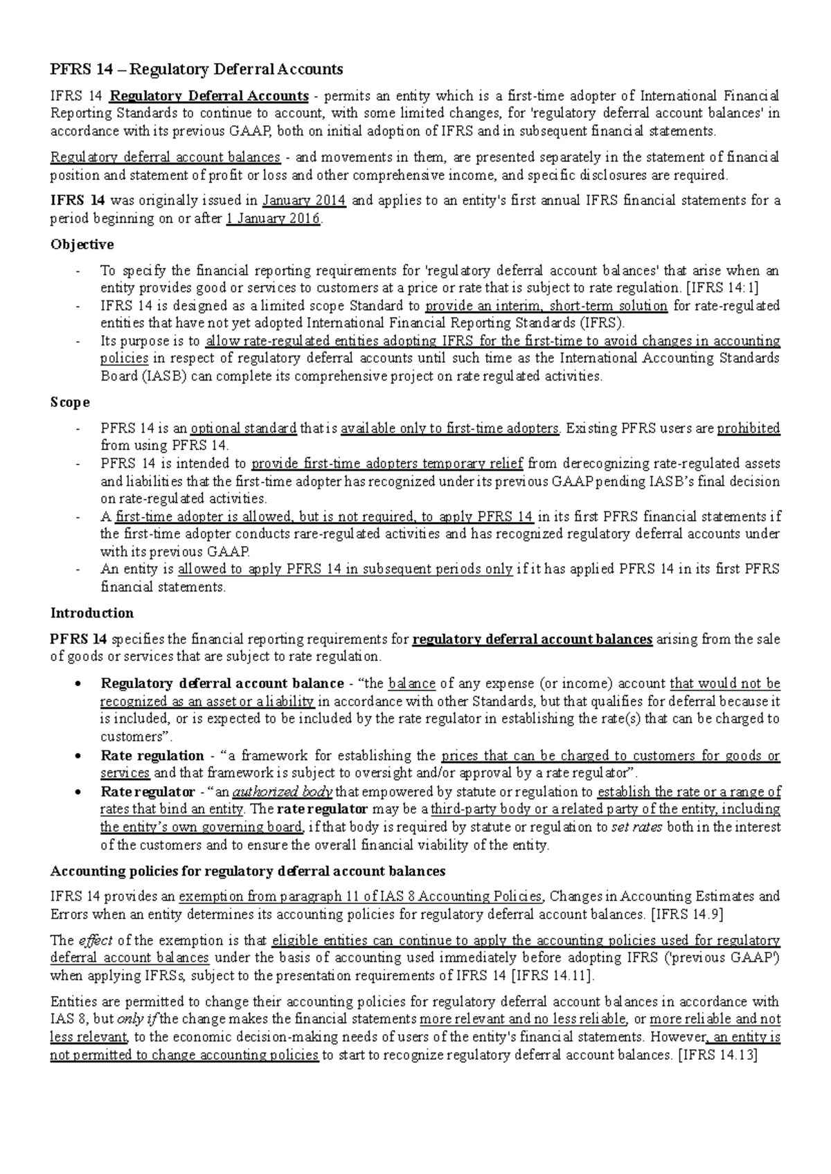 PFRS-1415History - PFRS 14 – Regulatory Deferral Accounts IFRS 14 ...