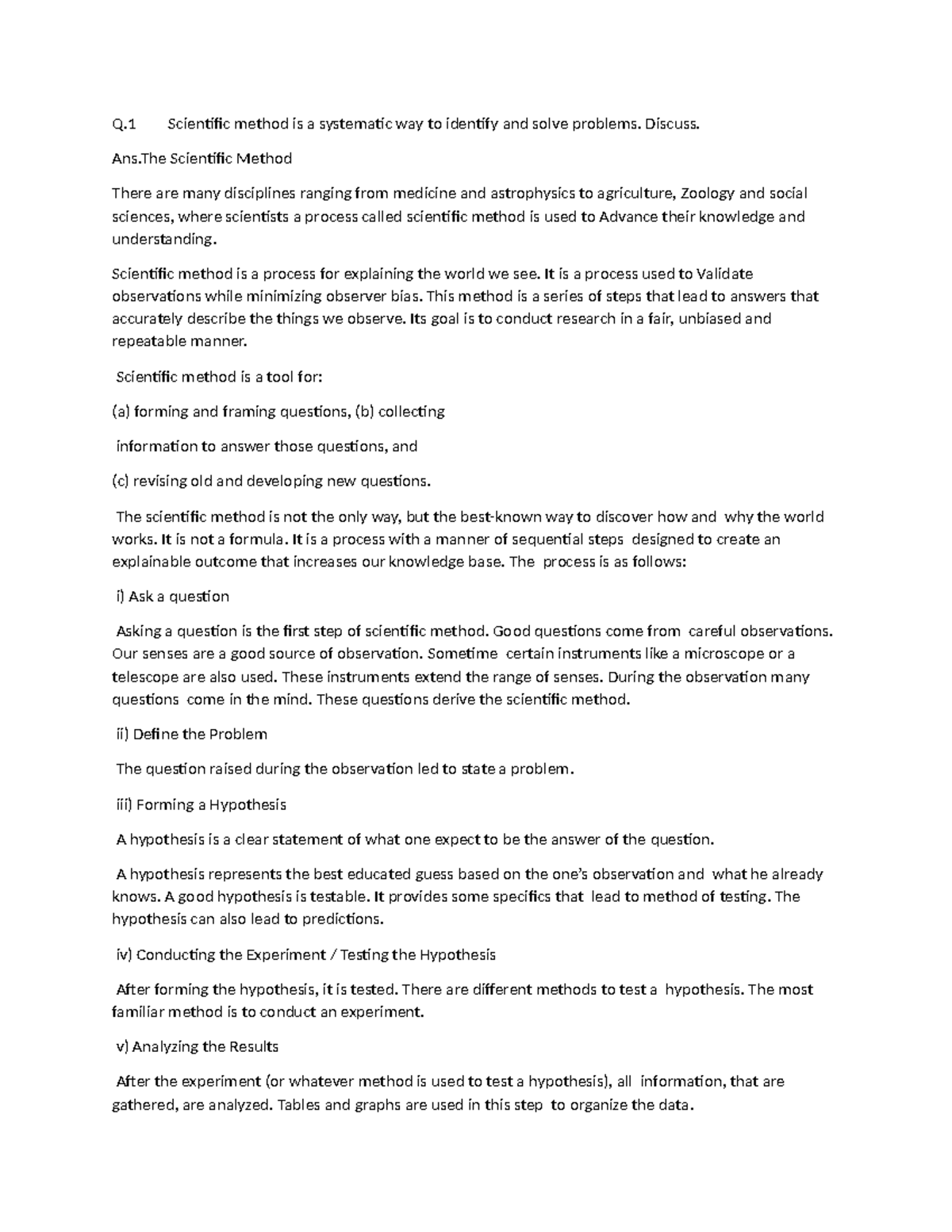 Document 1 8614 - Q Scientific method is a systematic way to identify ...
