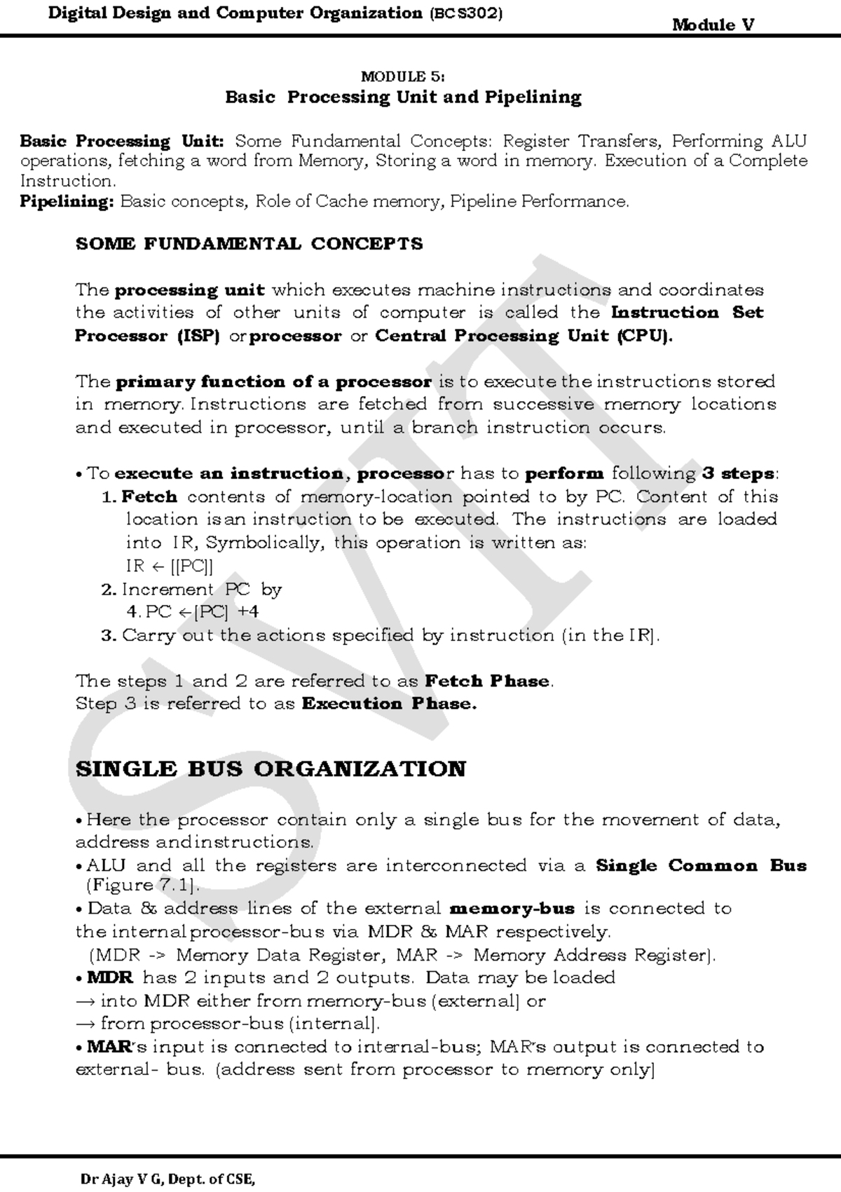 M5 Notes (1) - .... - Module V MODULE 5: Basic Processing Unit and ...