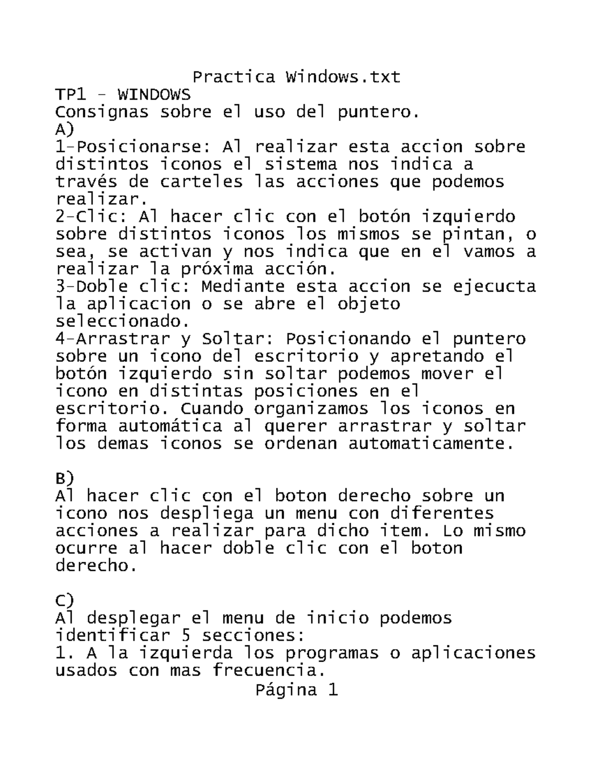 Practica Windows.txt Bloc de notas - TP1 - WINDOWS Consignas sobre el ...