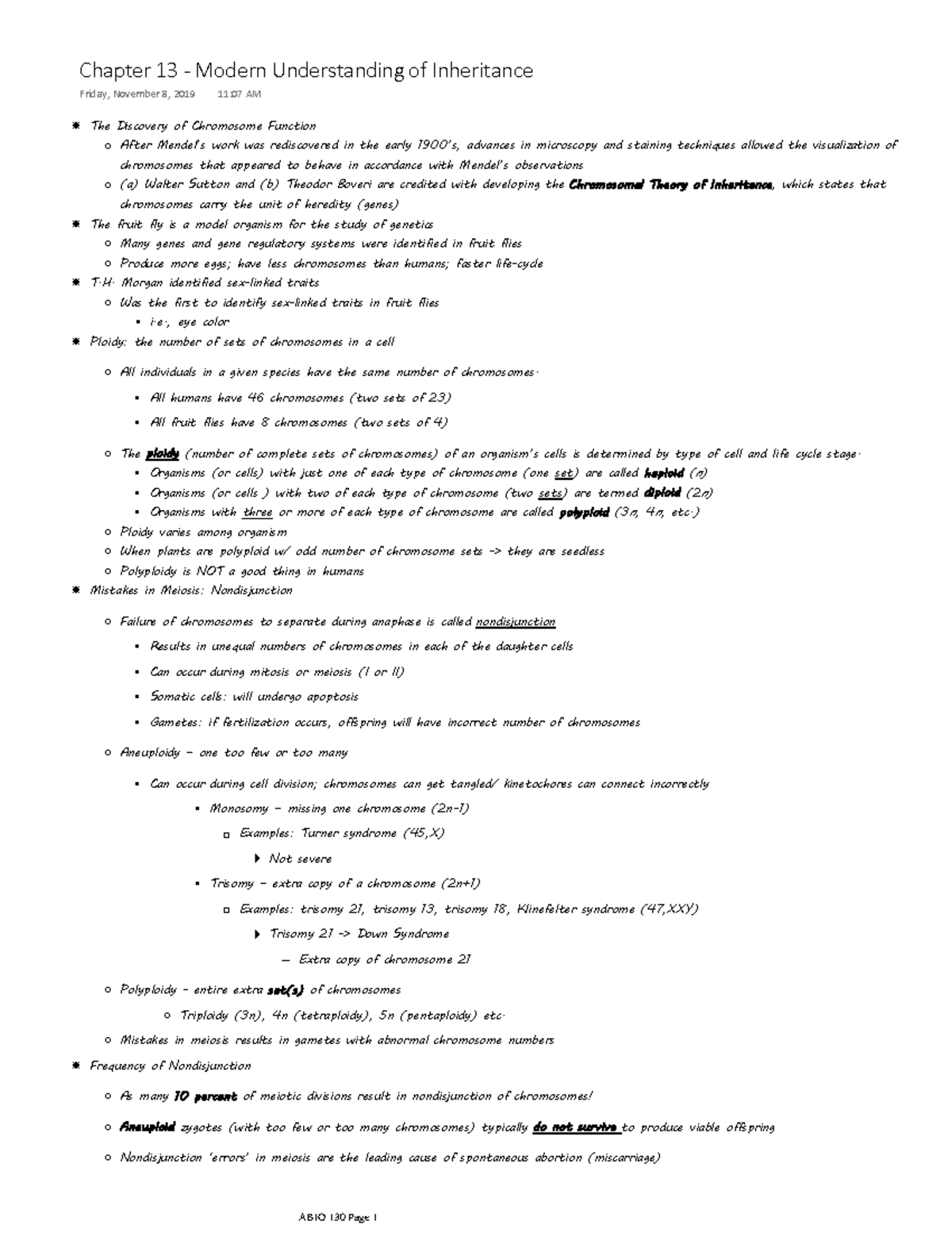 Chapter 13 - Modern Understanding of Inheritance - After Mendel’s work ...