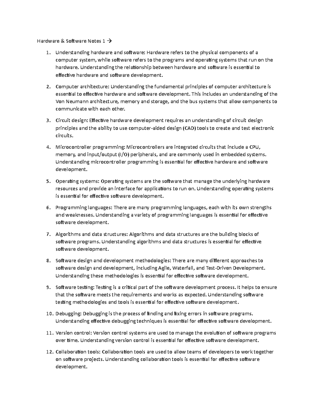 Hardware Soft Not 1 - Hardware & Software Notes 1 Understanding ...