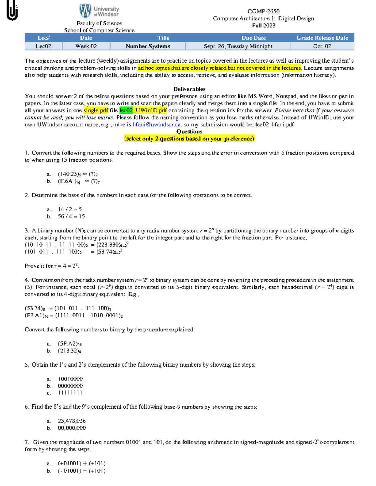 Lec02 Manual - Lec HM - 1 Faculty of Science School of Computer Science ...