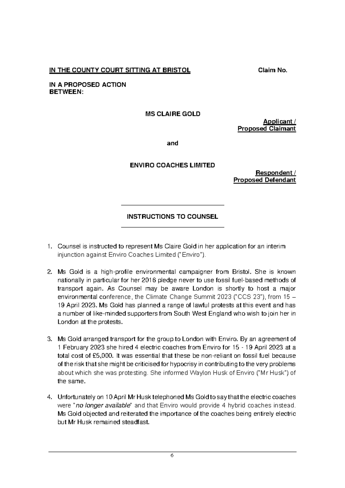 Skeleton argument instructions to students - IN THE COUNTY COURT ...