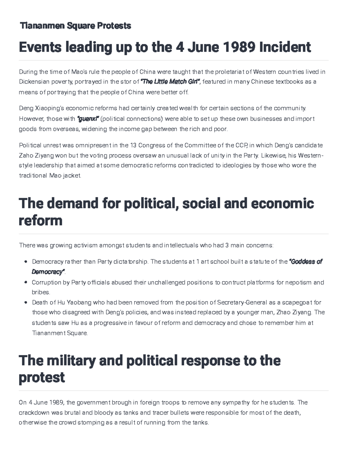 Tiananmen Square Protests - Tiananmen Square Protests Events leading up ...