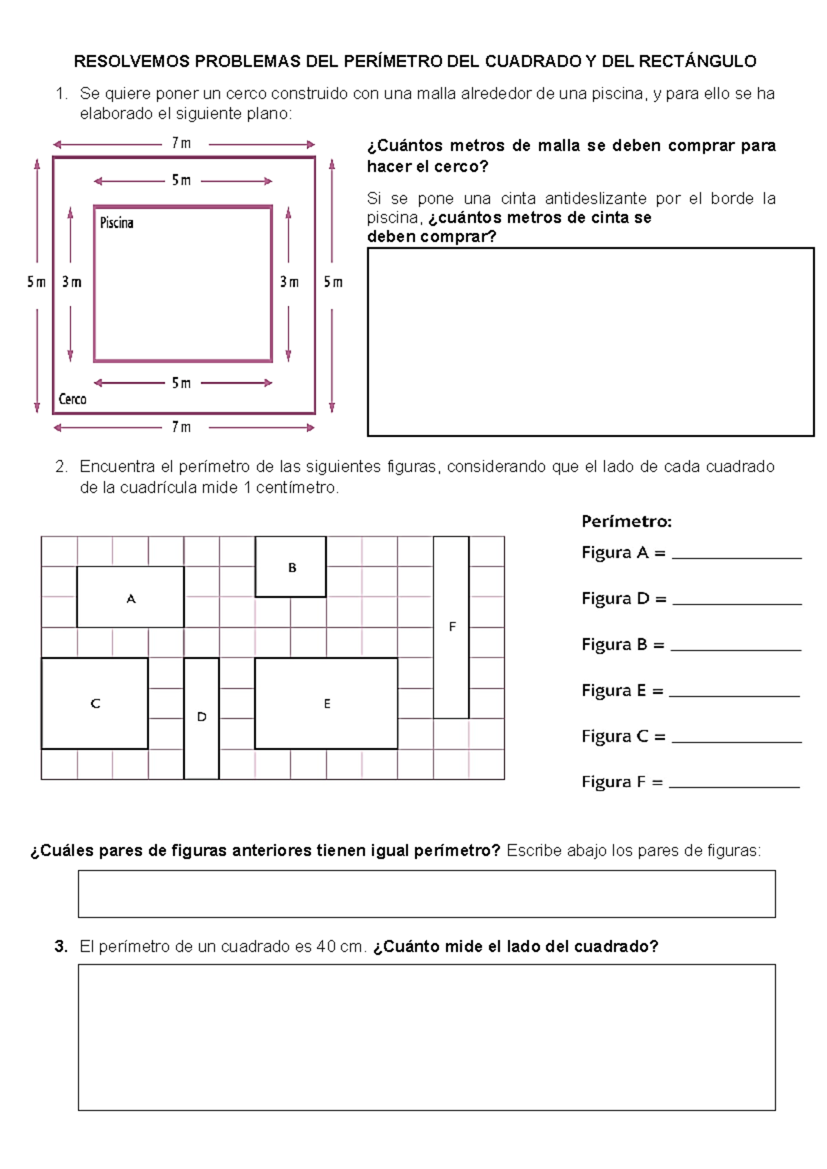 Ficha DE Matemática Martes Perimetro - RESOLVEMOS PROBLEMAS DEL ...