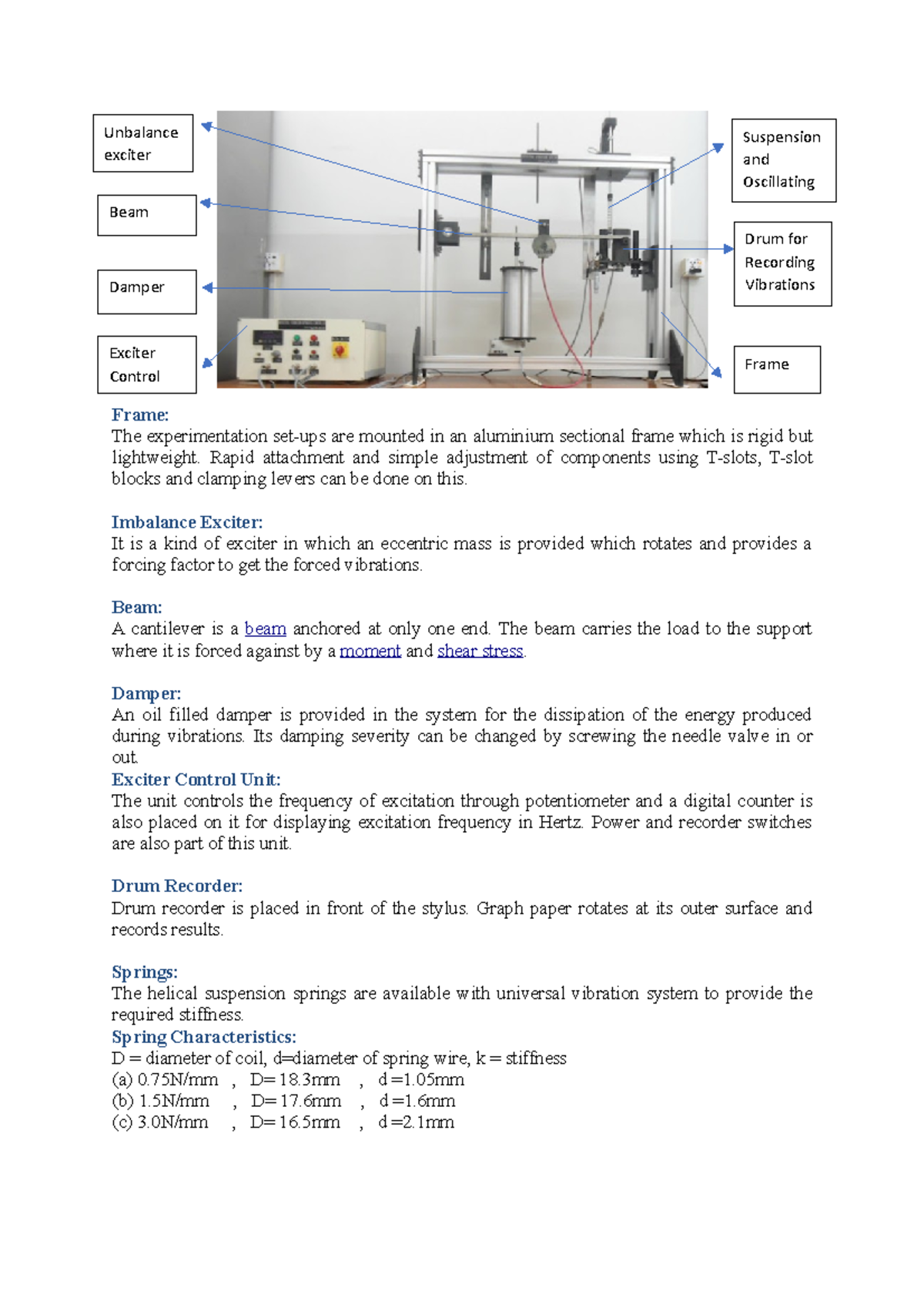 LAB Dynamic 3 - Frame: The experimentation set-ups are mounted in an ...
