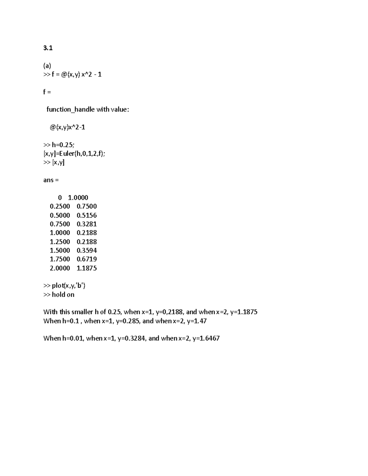 This is Matlab 3 for math 20d - Warning: TT: undefined function: 32 3. (a) >> f = @(x,y) x^2 ...