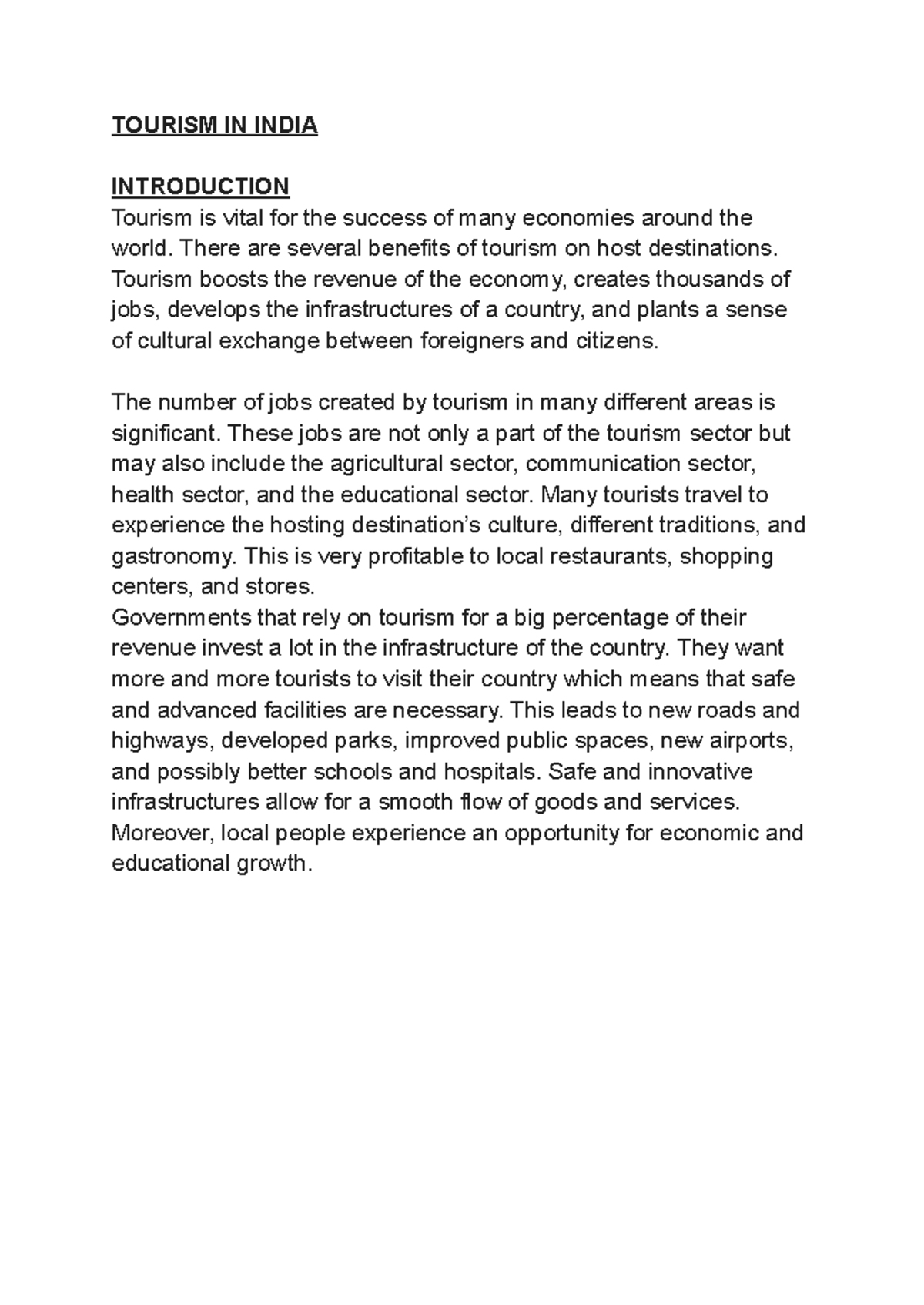 Tourism in India Geography Project - TOURISM IN INDIA INTRODUCTION ...
