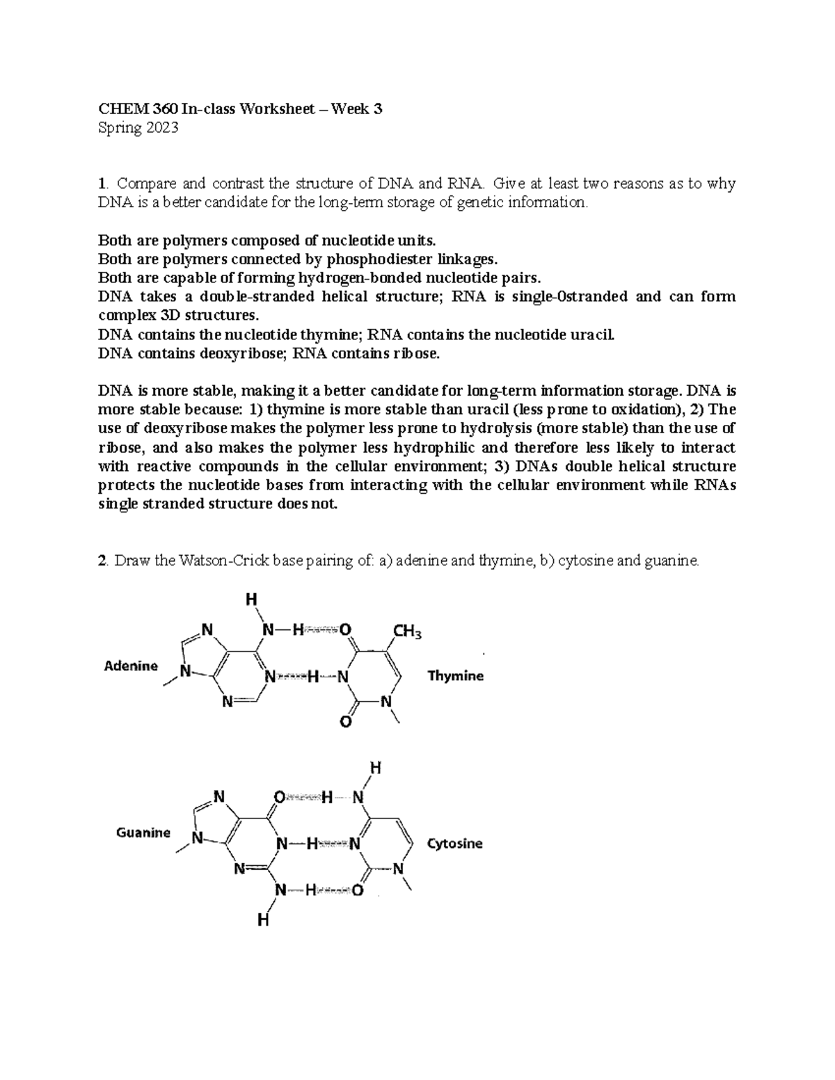 Week 3 Worksheet (Chapter 3 answers) - CHEM 360 In-class Worksheet ...