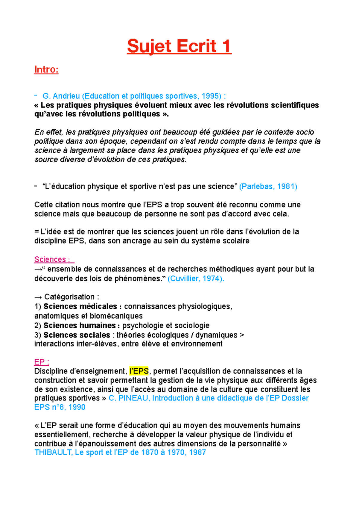 Sujet E1 - Sujet Ecrit 1 Intro: G. Andrieu (Education et politiques ...