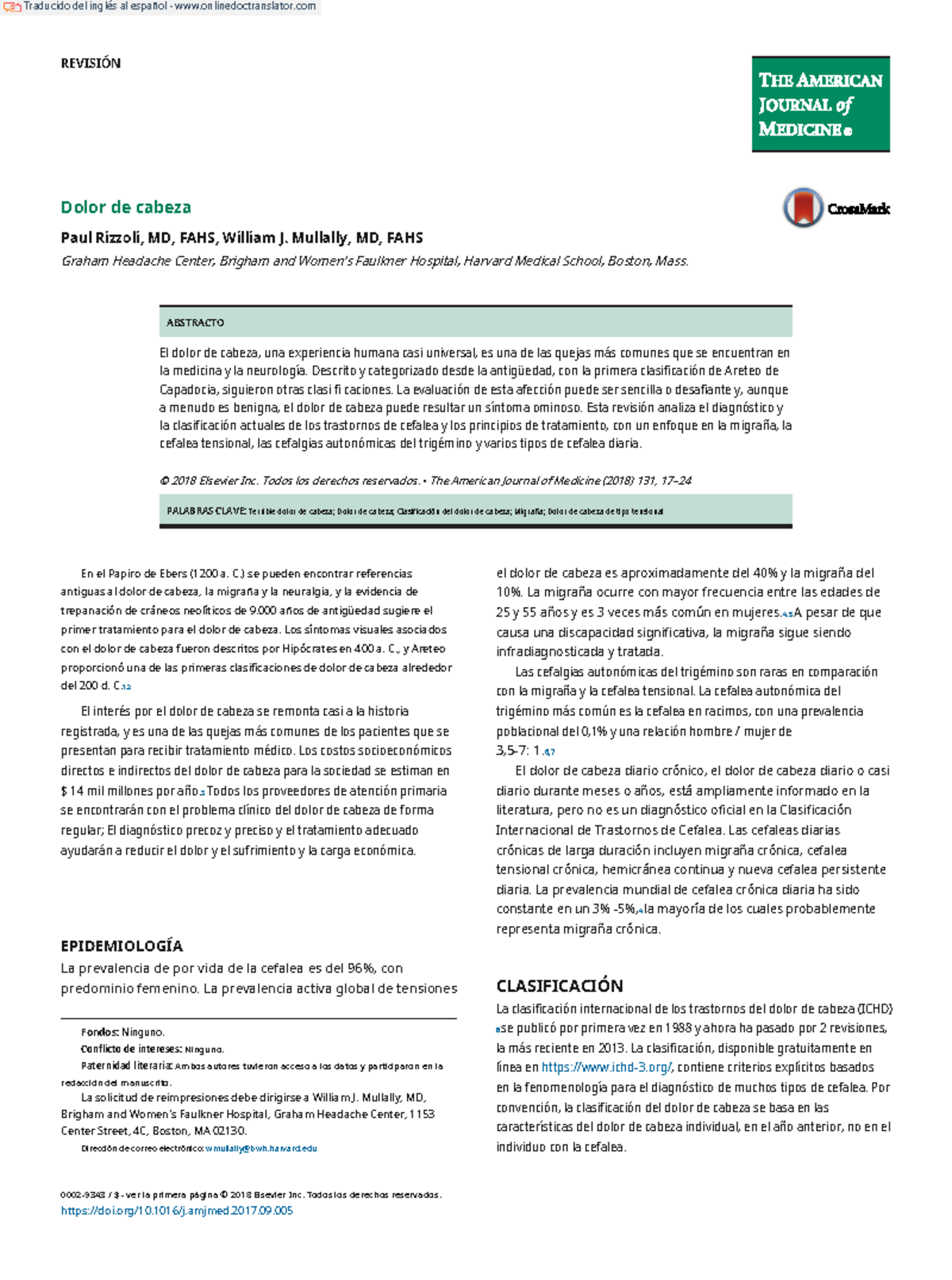 Cefalea: Diagnóstico y Manejo - REVISIÓN Dolor de cabeza Paul Rizzoli ...