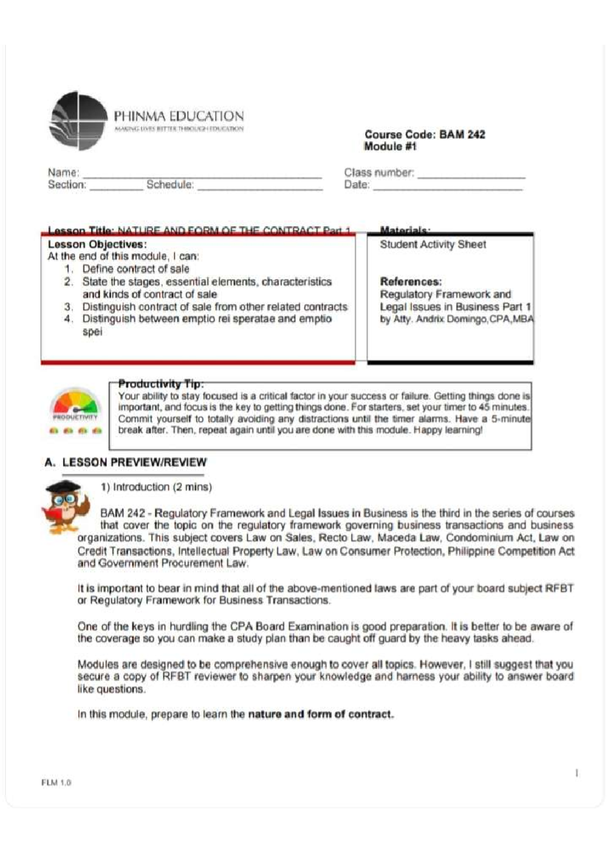 LAW Notes 1 - N/A - BS Business Administration - Studocu