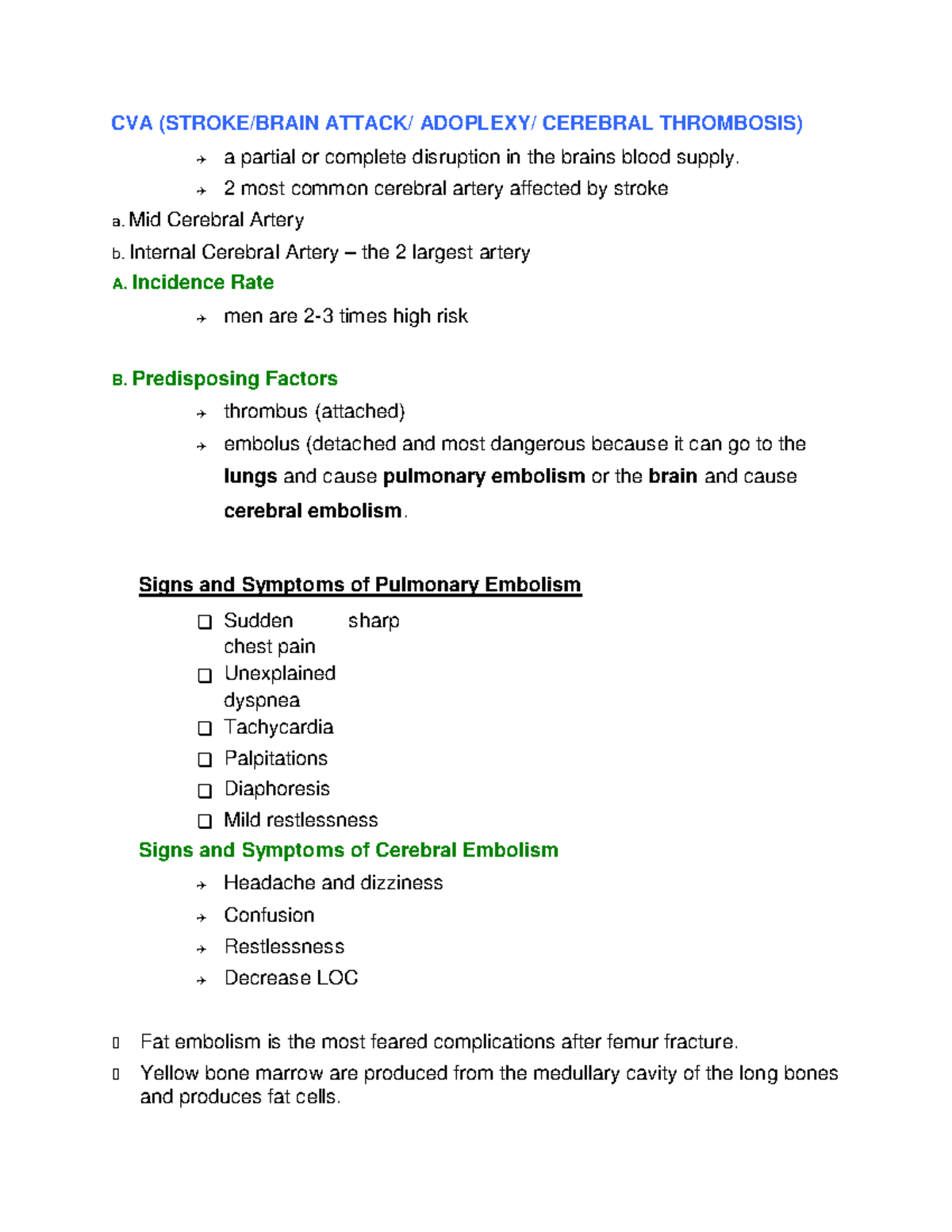 Stroke AND Brain Attack - CVA (STROKE/BRAIN ATTACK/ ADOPLEXY/ CEREBRAL THROMBOSIS) a partial or ...
