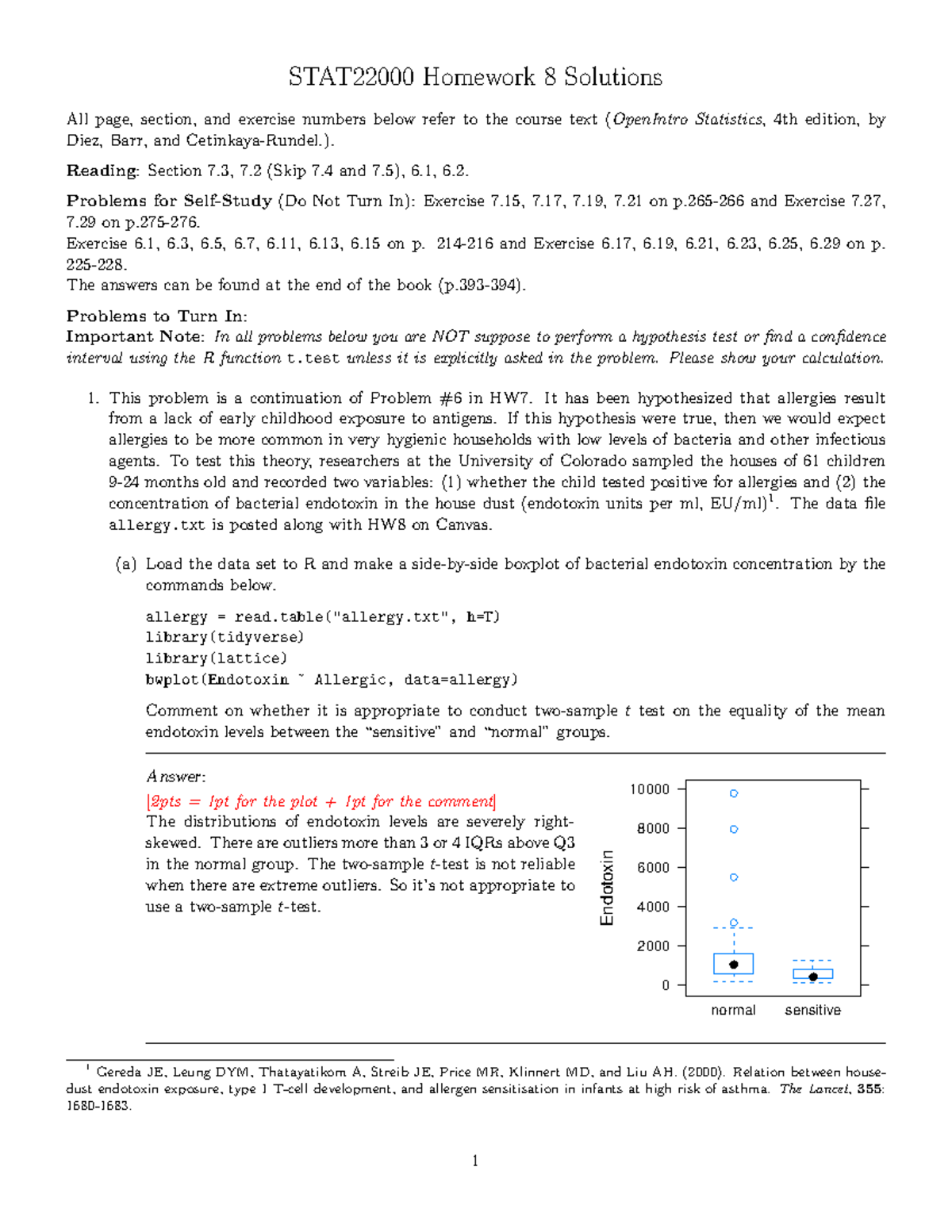 Hw8solution - N/A - STAT22000 Homework 8 Solutions All page, section ...