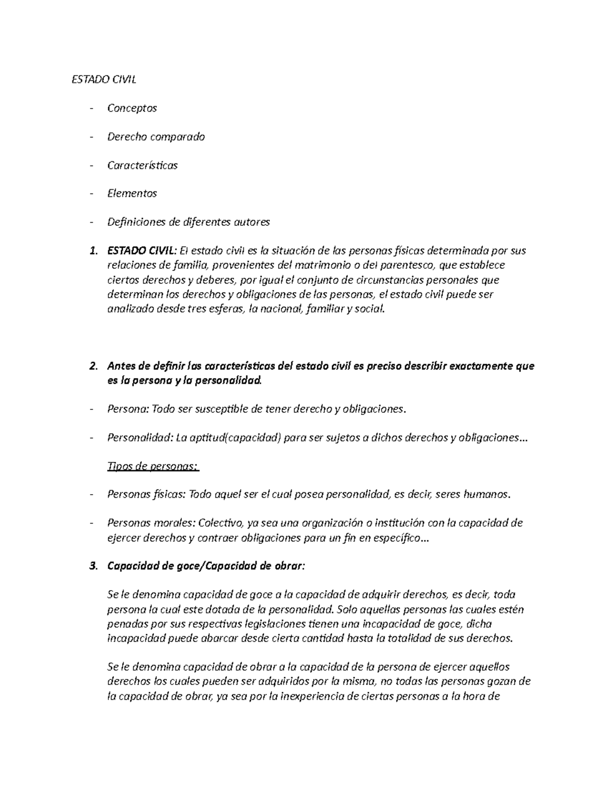 Estado Civil - ESTADO CIVIL Conceptos Derecho comparado Características ...