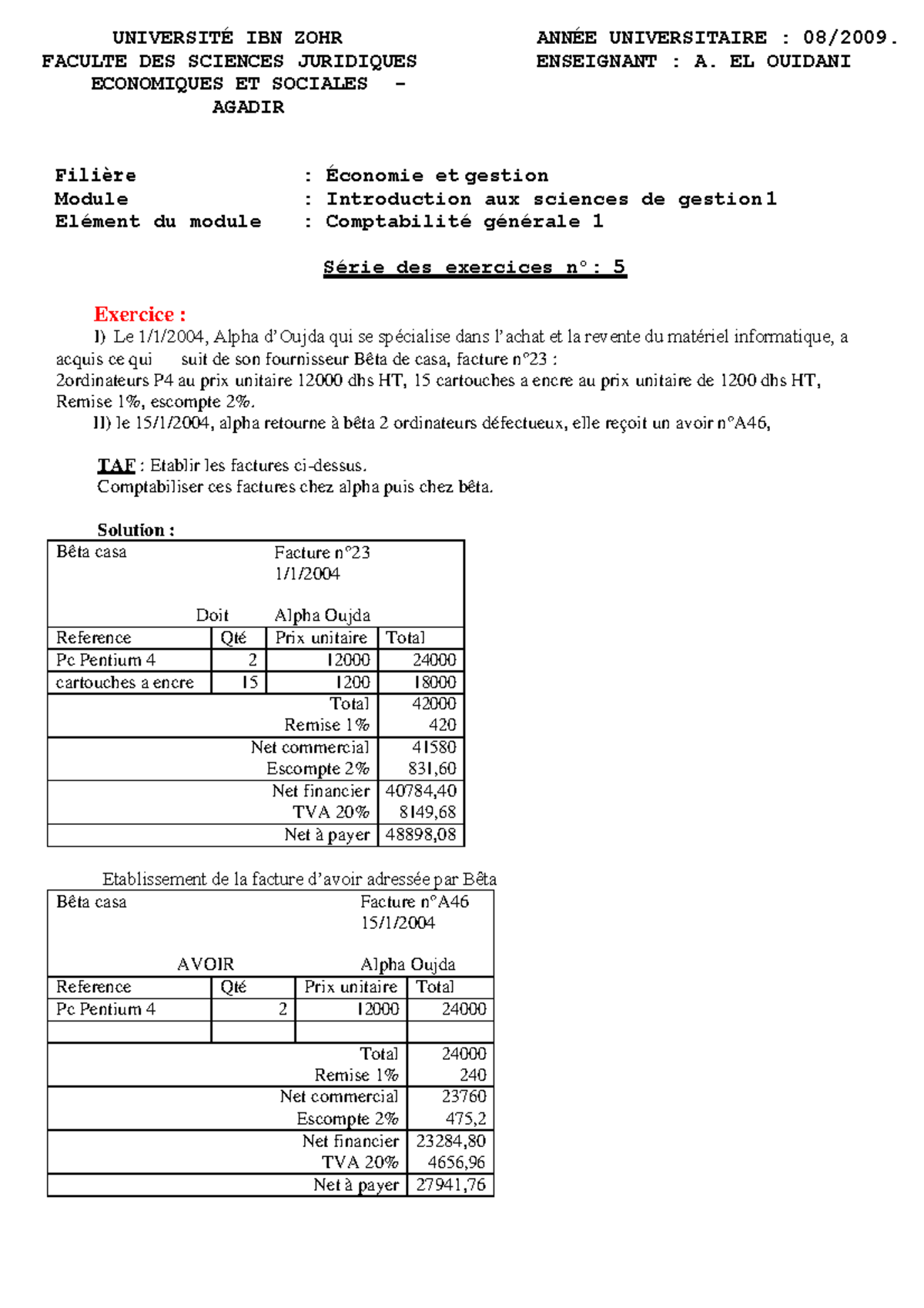 Serie des exercices corrige comptabilite generale s1 pdf - UNIVERSITÉ ...