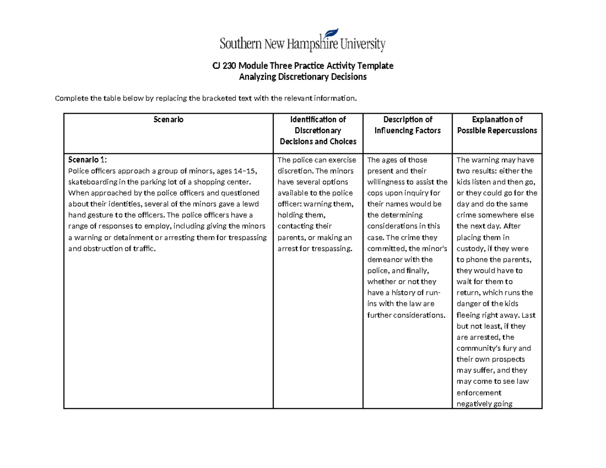 Cj230 M3 Practice Activity - CJ 230 Module Three Practice Activity ...
