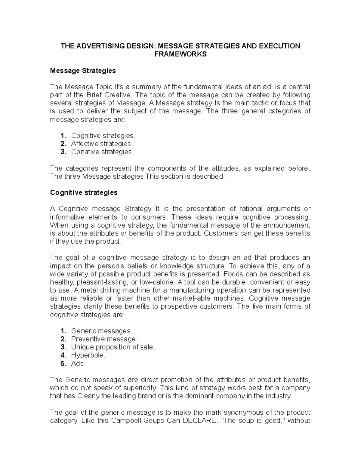 THE ADVERTISING DESIGN: MESSAGE STRATEGIES AND EXECUTION FRAMEWORKS ...