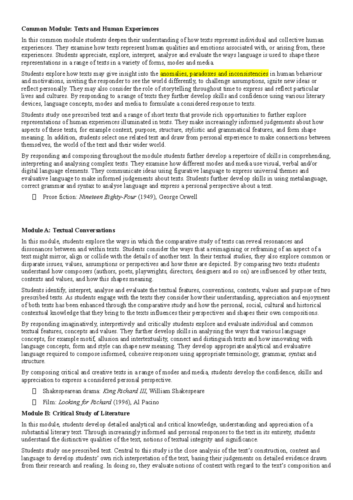 @Rubrics & texts (ADV) - English rubric - Common Module: Texts and ...