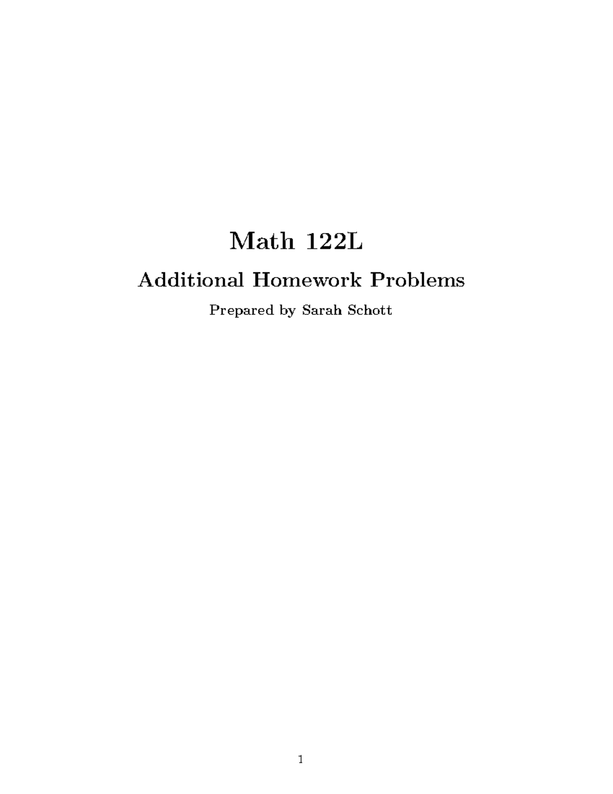 MATH 112 Practice Questions - Math 122L Additional Homework Problems ...