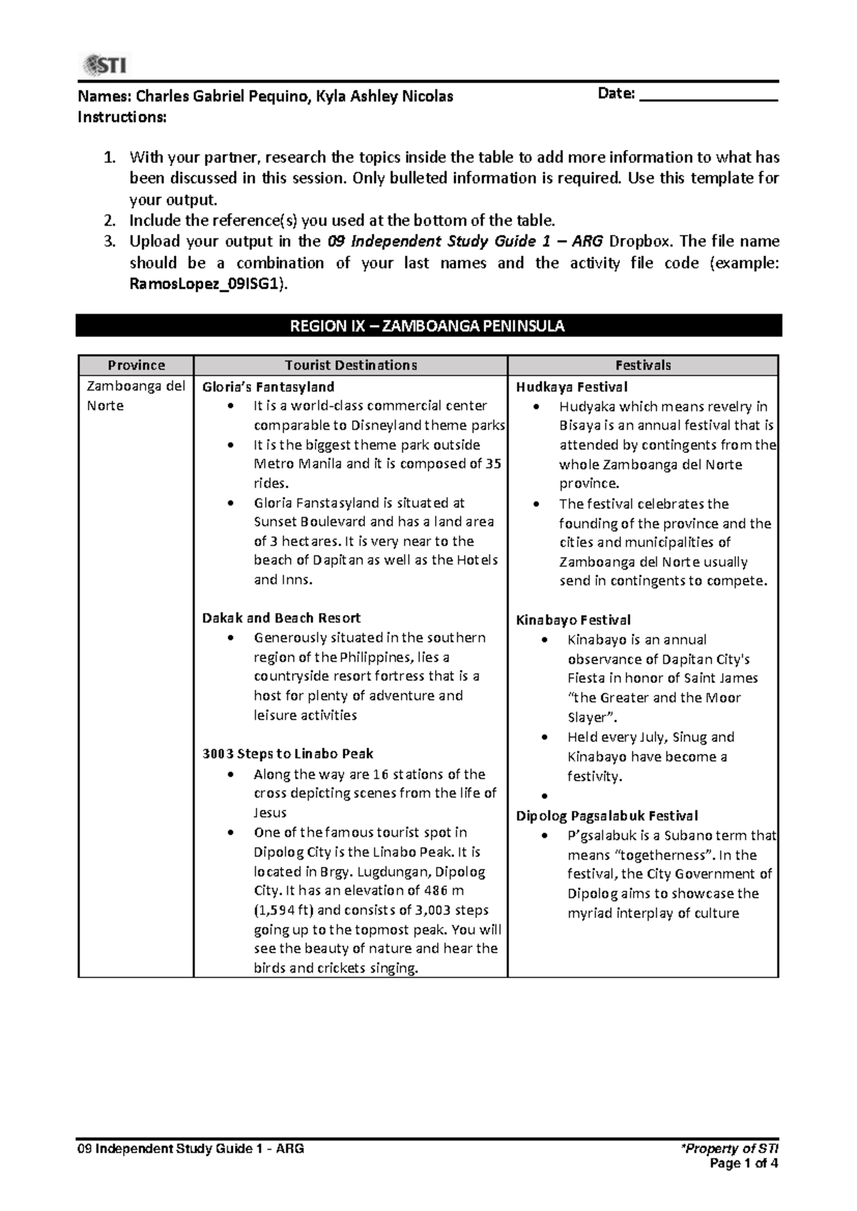 Pequino, Nicolas (Independent Study Guide) - 09 Independent Study Guide ...