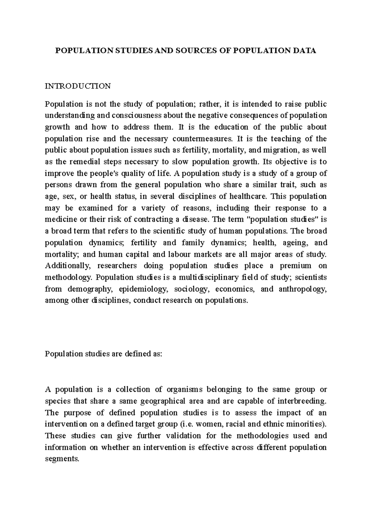 Population Studies AND Sources OF Population DATA POPULATION STUDIES population-studies-and-sources-of-population-data-population-studies