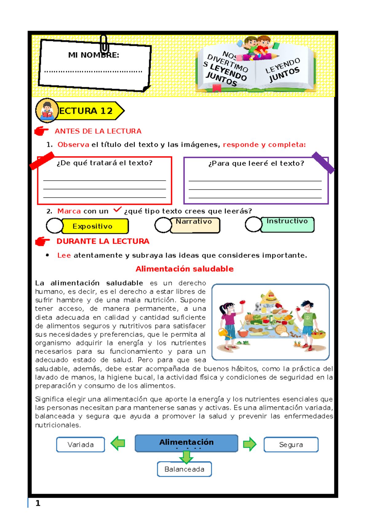 Antes DE LA Lectura - ANTES DE LA LECTURA 1. Observa el título del ...