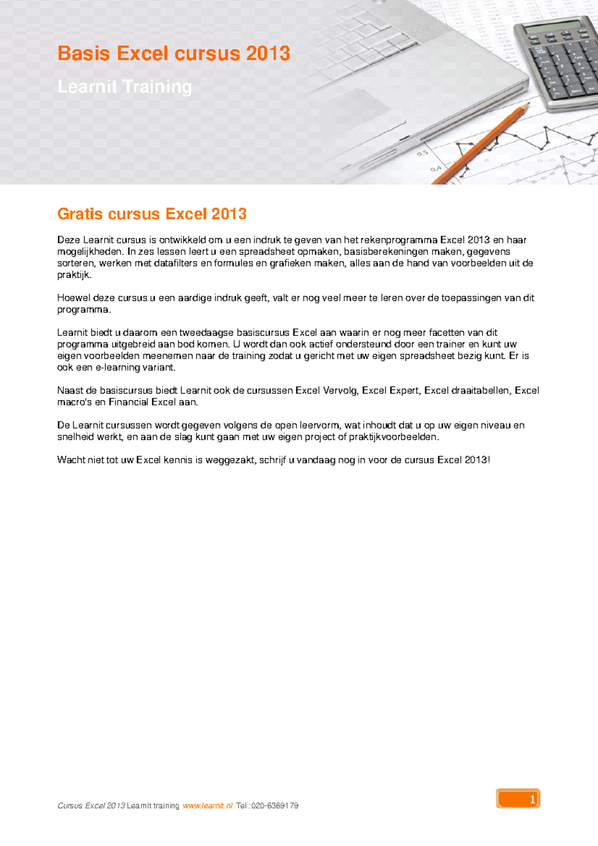 Gratis cursus Excel 2013 basis - Cursus Excel 2013 Learnit training ...