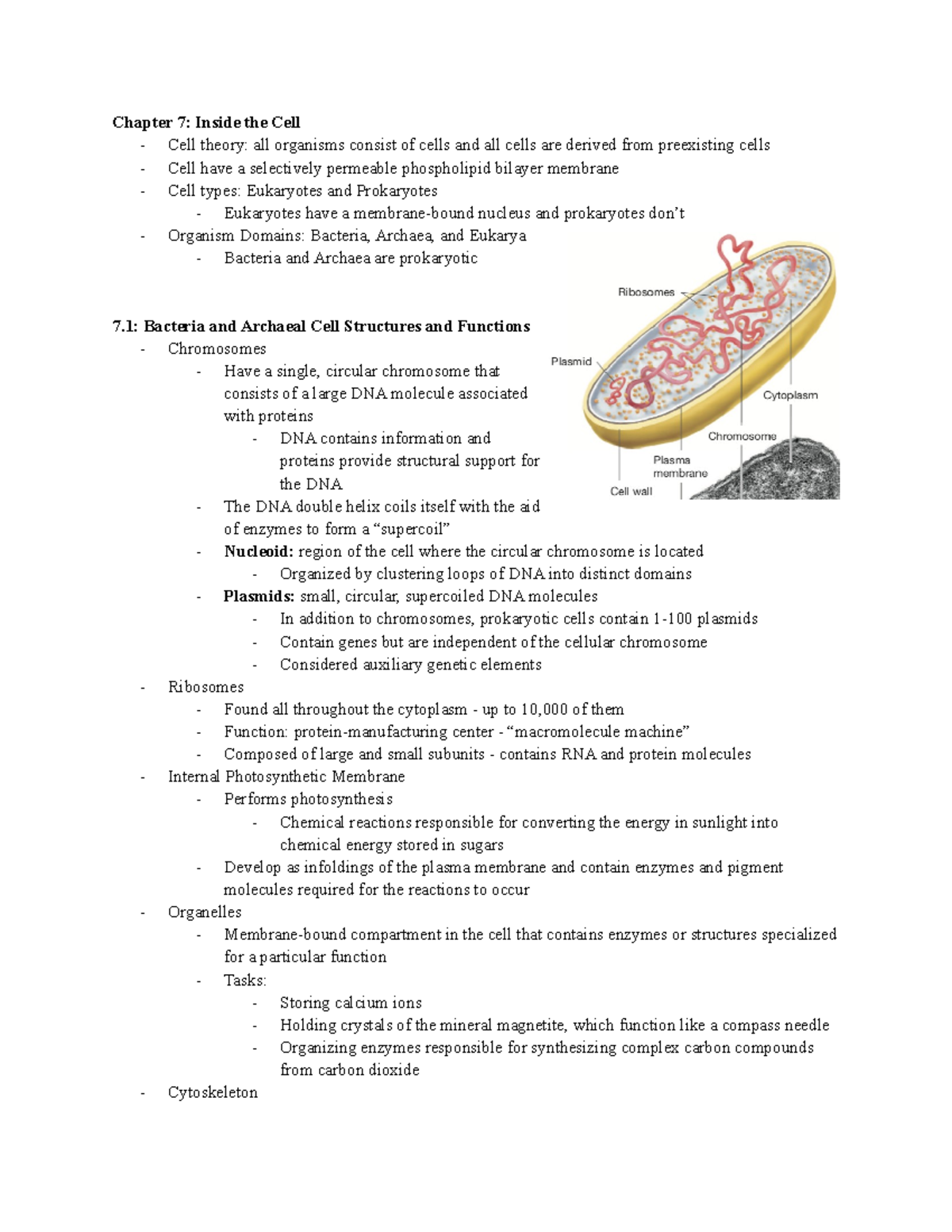 The Cell and its Parts - Chapter 7: Inside the Cell - Cell theory: all ...