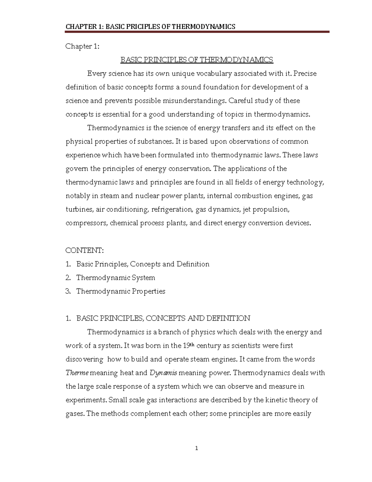 Module 1 - thermodynamics - Chapter 1: BASIC PRINCIPLES OF THERMODYNAMICS Every science has its ...